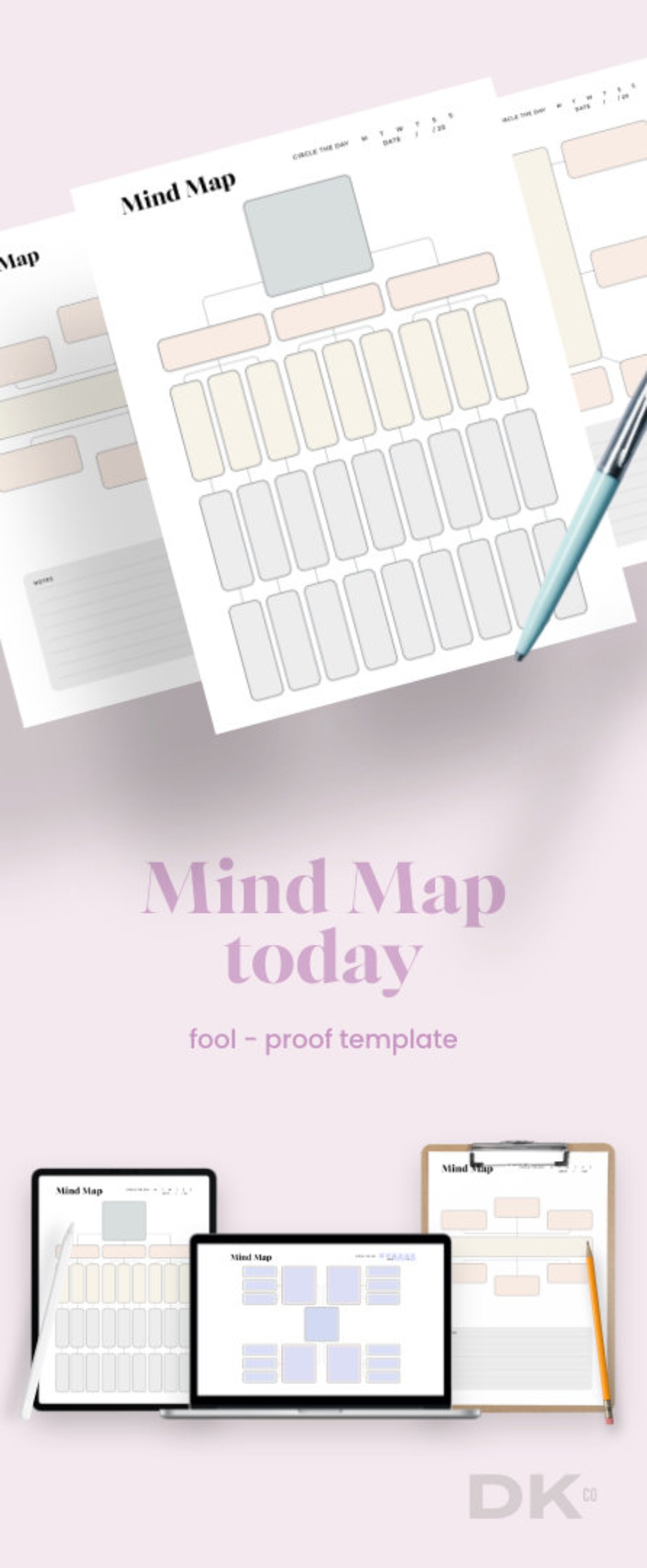 Mind Map Printable Template Mind Mapping Planner Brainstorm Visual ...