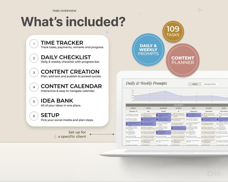 Social Media Virtual Assistant Checklist for Google Sheets Template ...