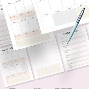 Horizontal Planner Printable 2024 Weekly Downloadable Planner Week on ...