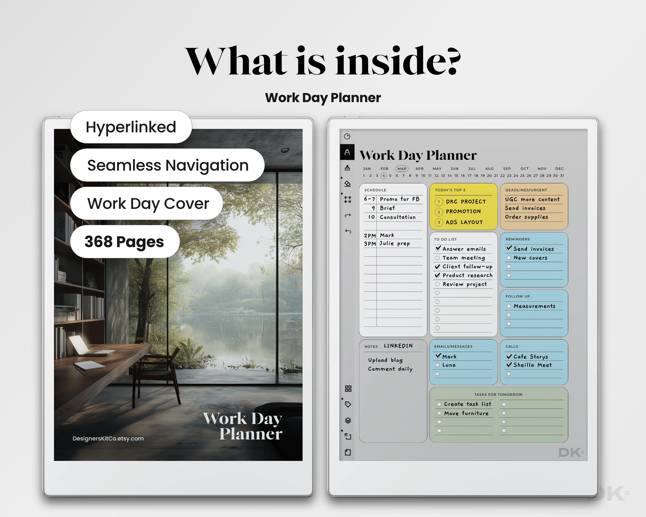 Work Day Planner for Remarkable Pro Template Notes Work Day Checklist ...