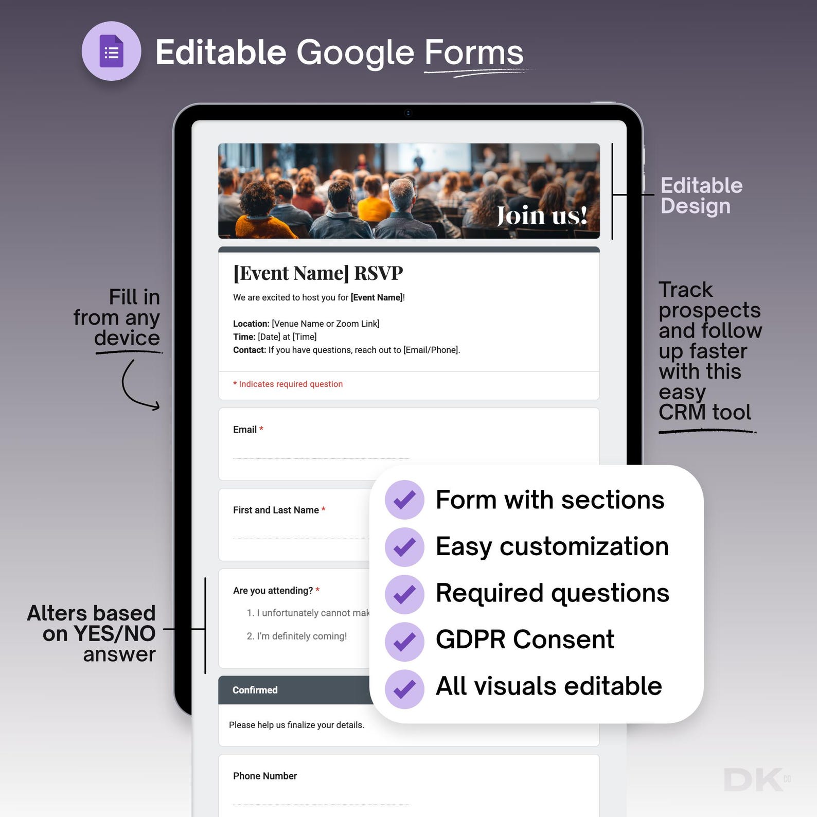 Digital Event RSVP Form for Google Forms 2026 General Attendance ...