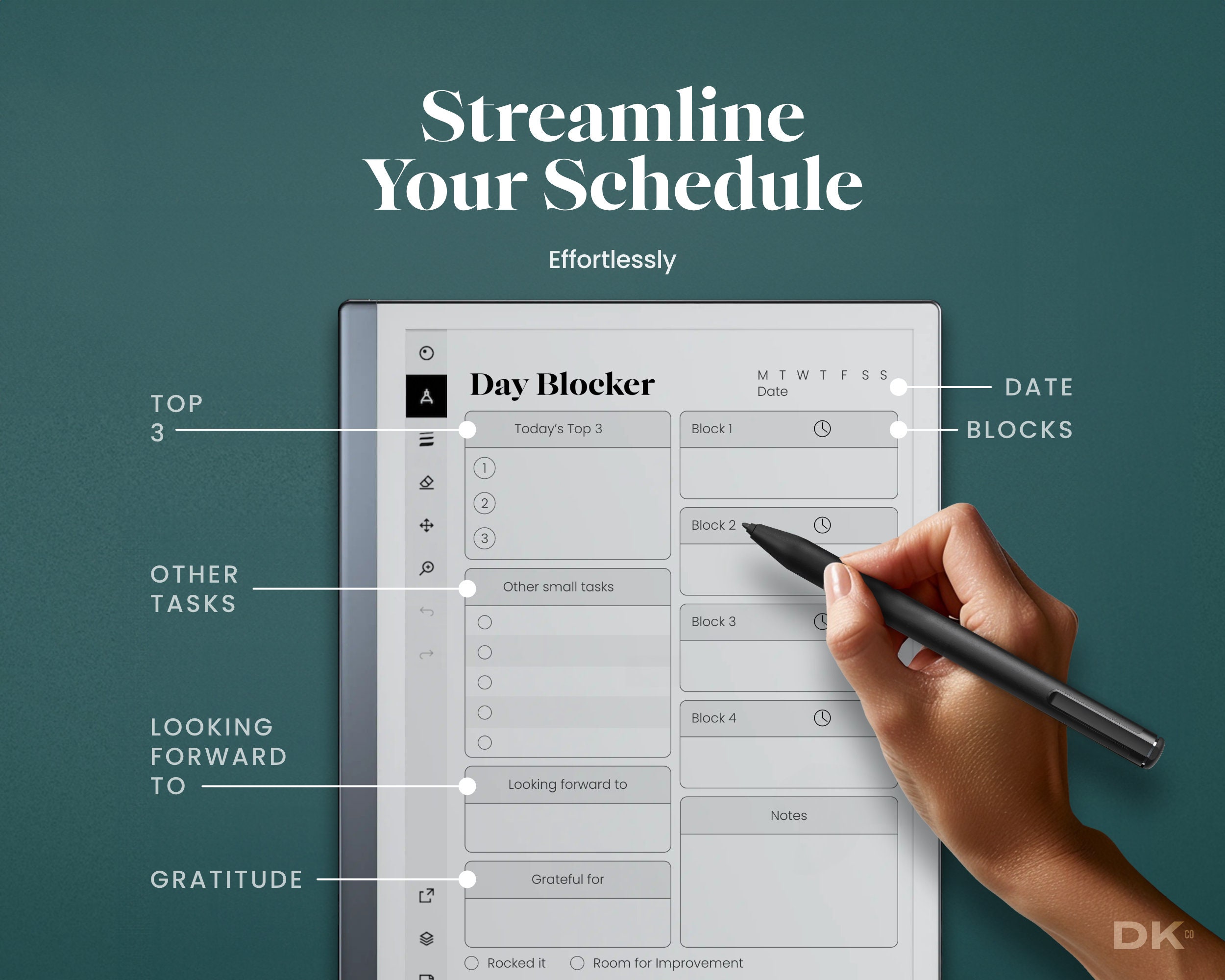 Timeblocking for Remarkable 2 Planner Timeblock Hourly Schedule Time ...