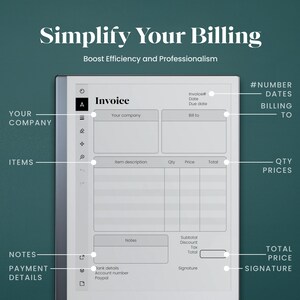 Invoice for Remarkable 2 Template Professional Invoice PDF Digital ...