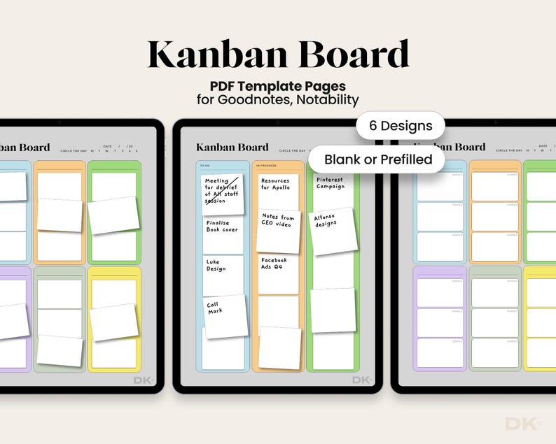 Kanban Board for Goodnotes Template Kanban Workflow Project Manager ...
