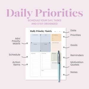 Priority Matrix Printable Template Eisenhover Decision Matrix Daily ...