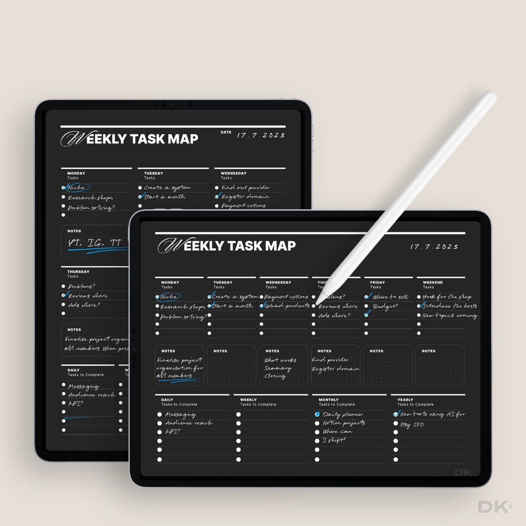Weekly Task Map Digital Planner Task List Organizer to Do List ...