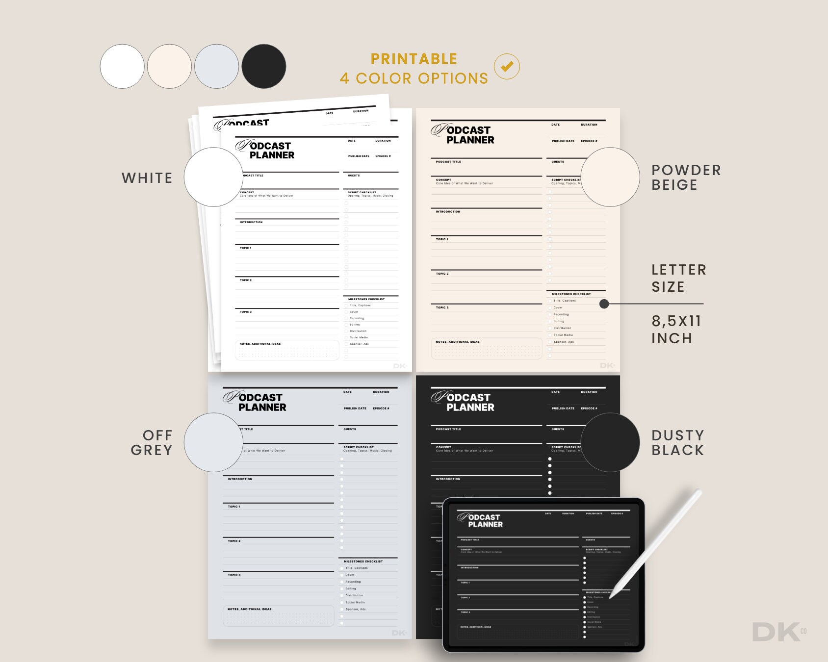 Podcast Content Plan Episode Podcast Idea Planner Printable Editorial ...