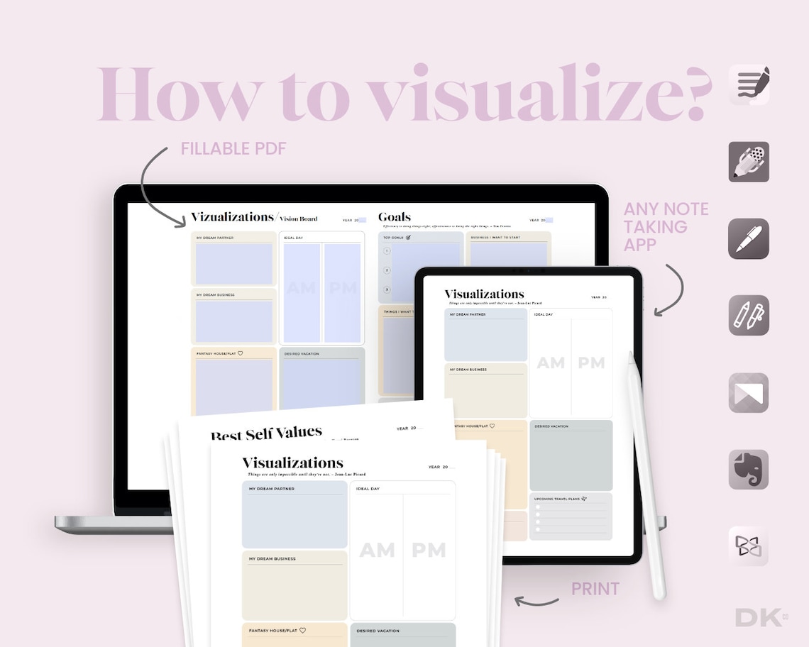 Vision Board Planner Pages Vision Book Plan Gratitude Dream Board ...