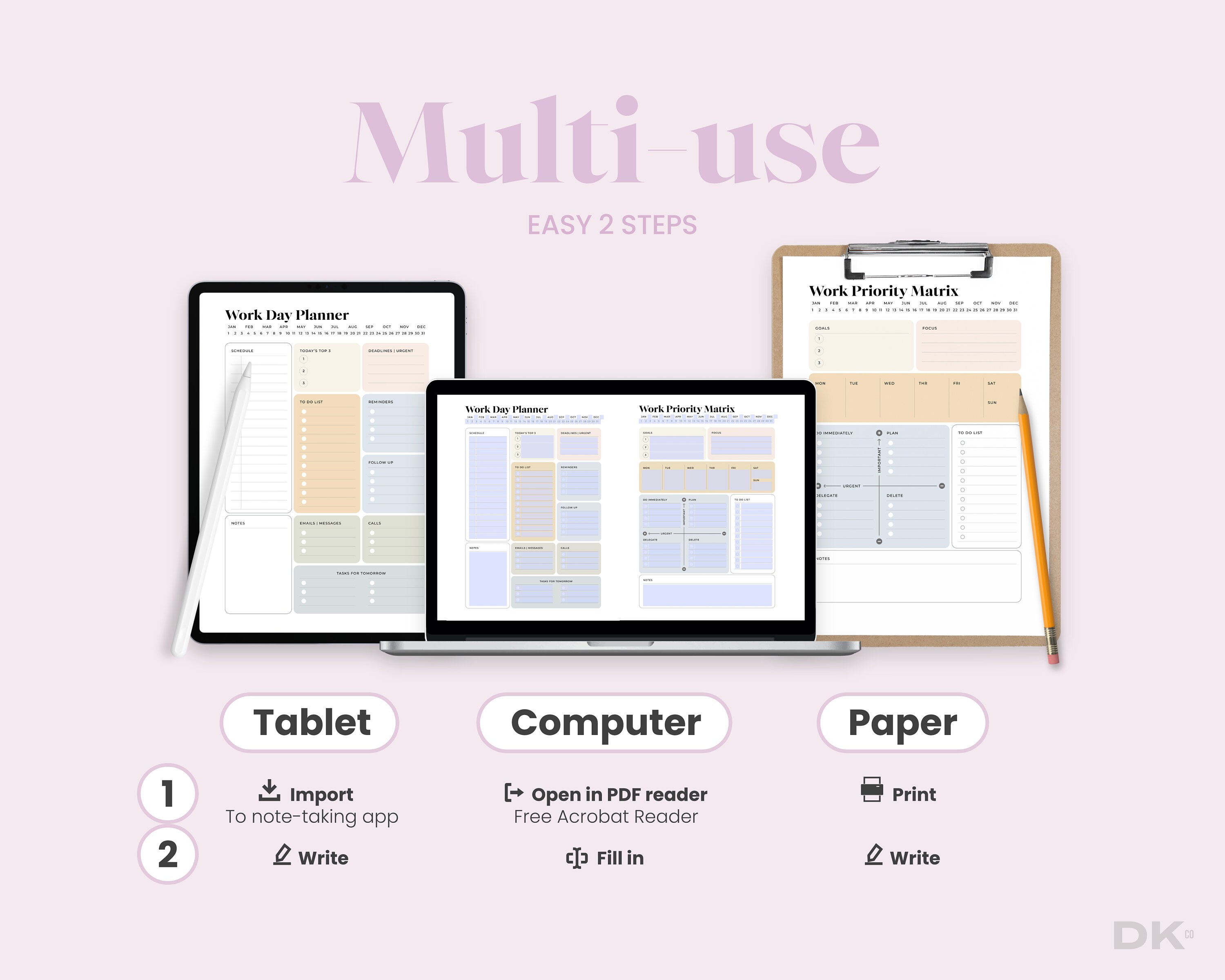 Editable Work Planner Printable Work Day Schedule Template Daily ...