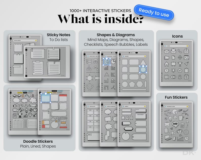 Stickers Bundle for Remarkable Paper Pro Template Stickers for ...