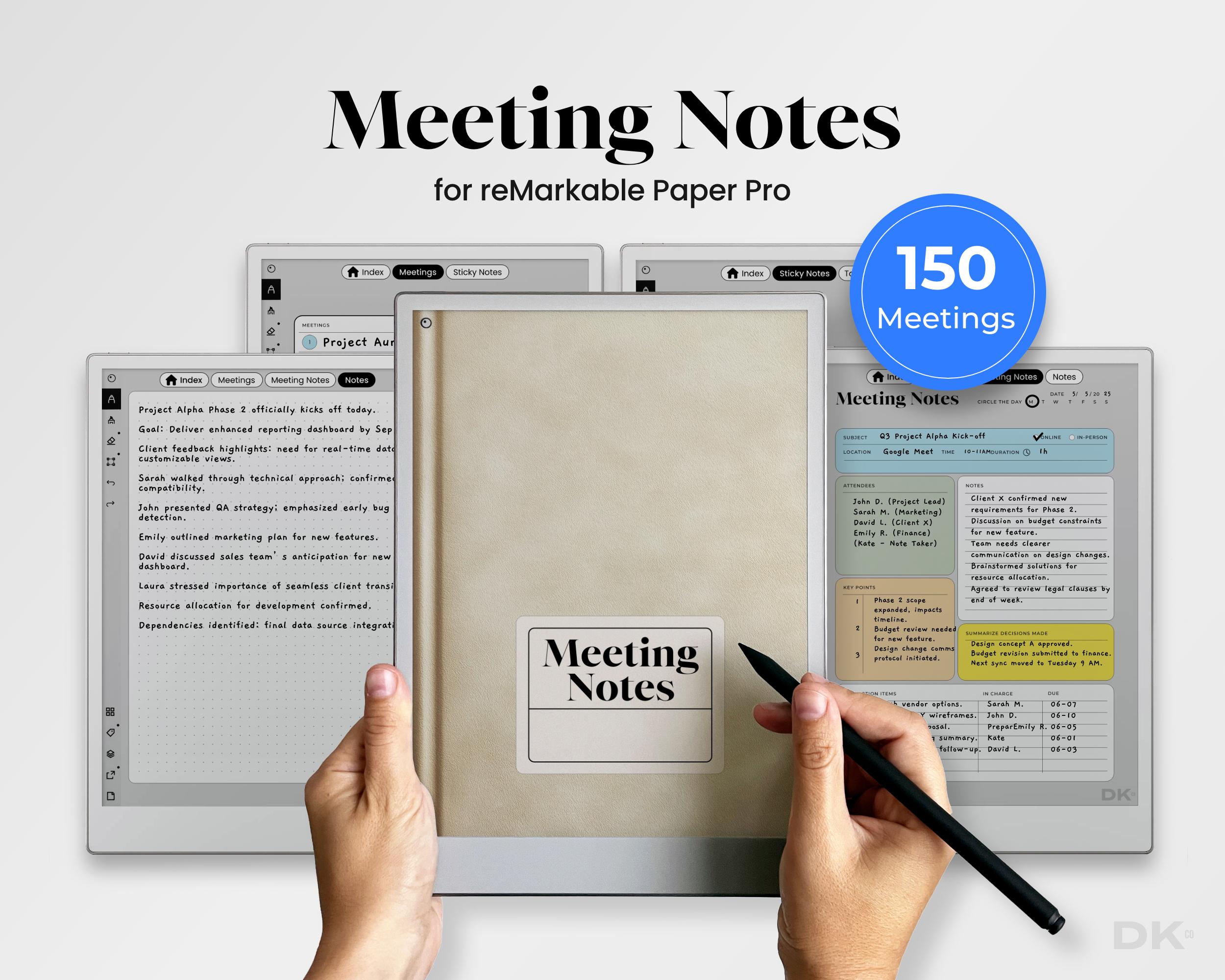 Meeting Notes for Remarkable Paper Pro Template Meeting Planner Fits ...