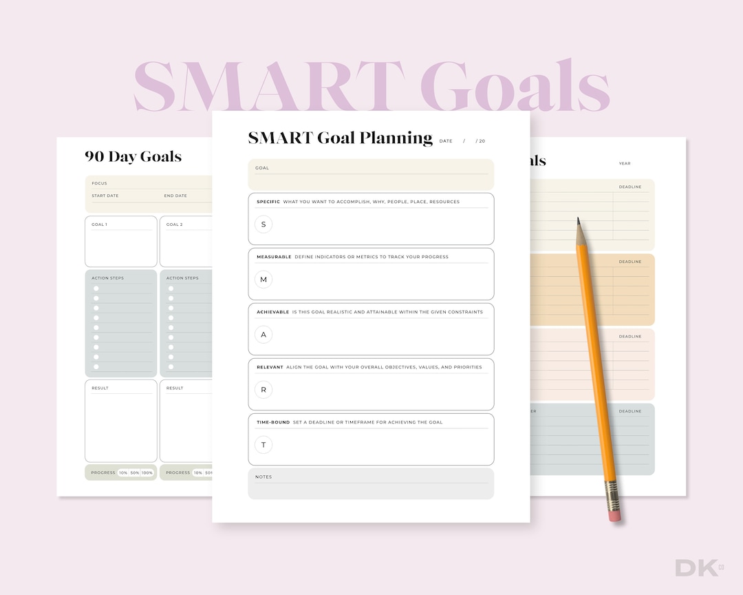 SMART Goal Planner Printable Smart Goal Tracker Productivity Monthly ...