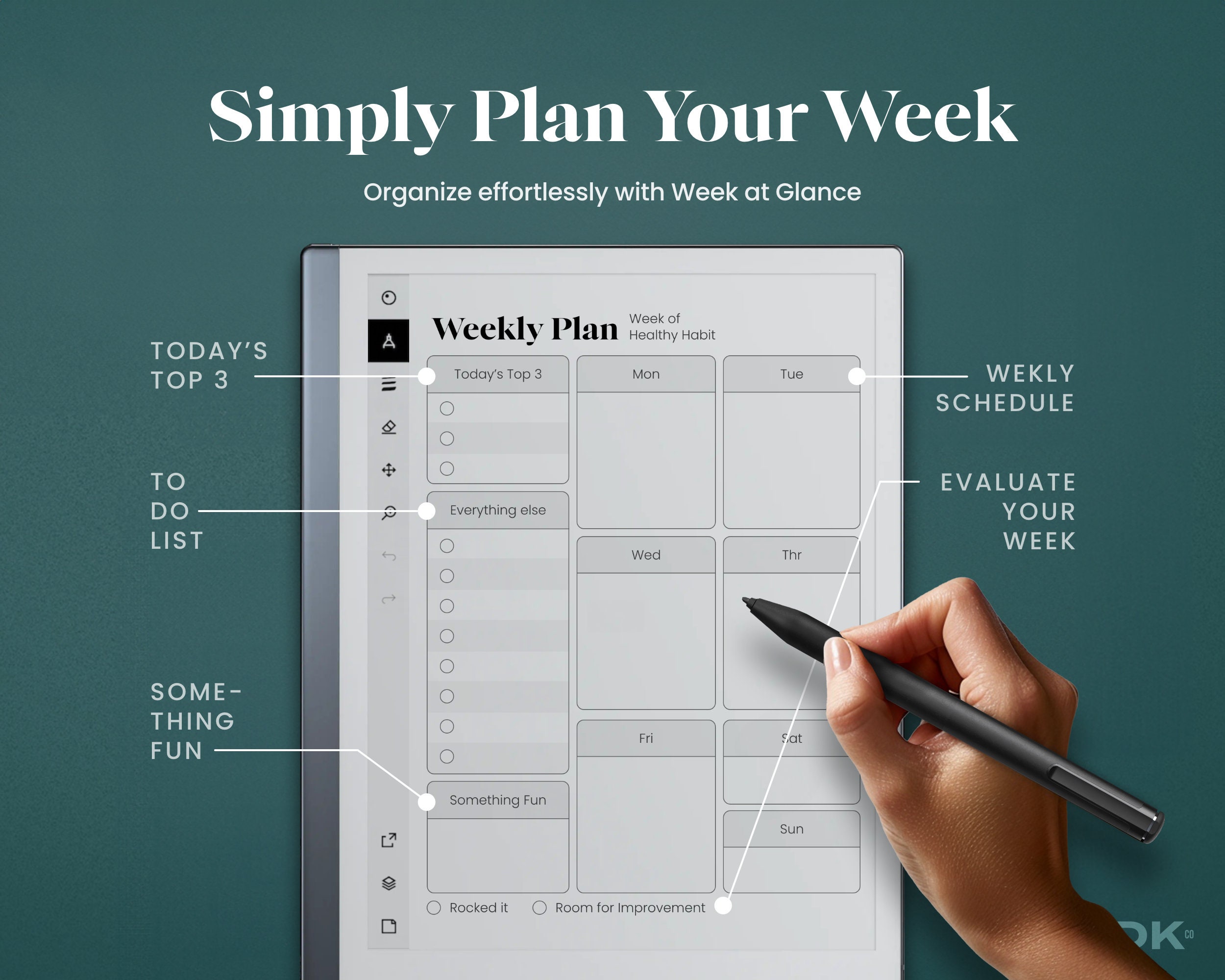 Remarkable Weekly Planner Digital Template Weekly Calendar to Do List ...