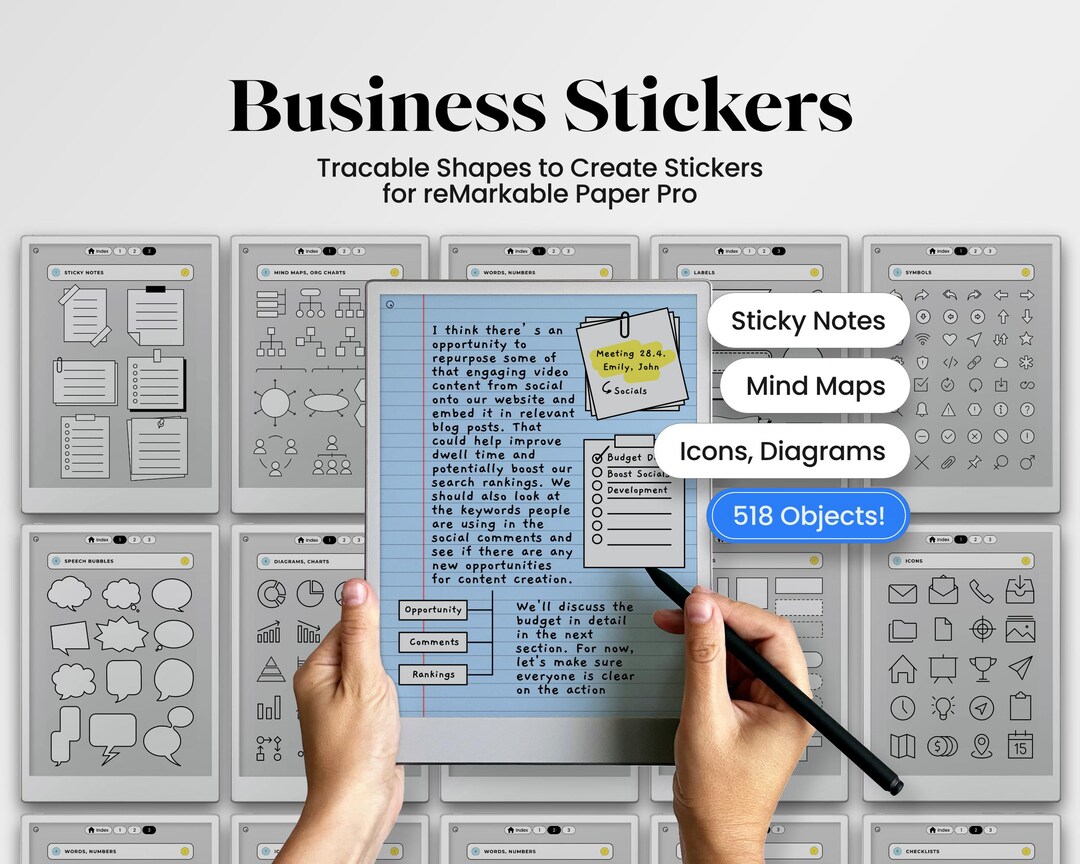 Custom Stickers for Remarkable Pro Template Traceable Shapes Visuals ...