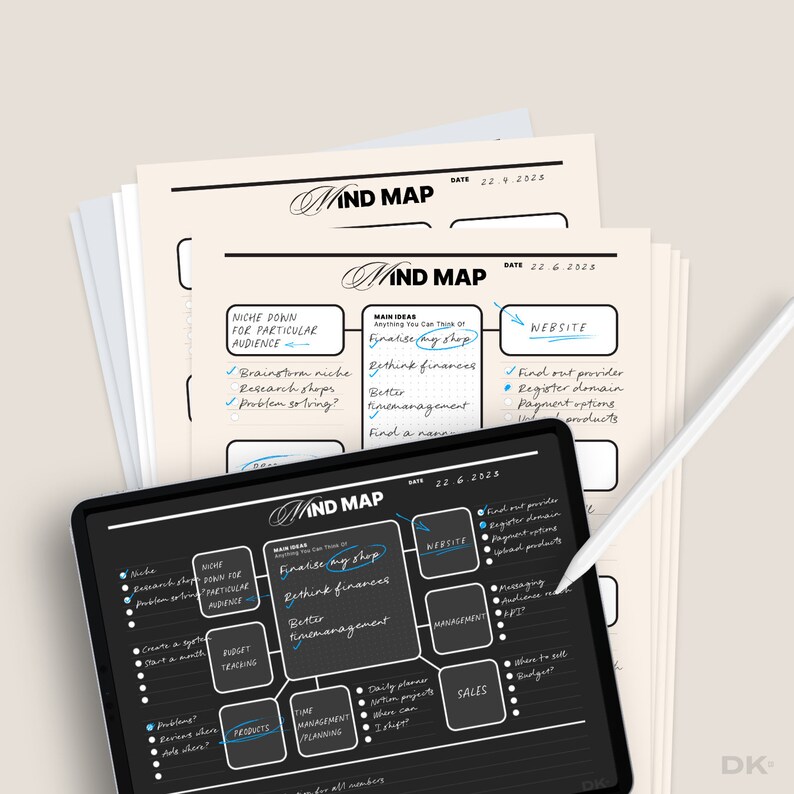 Mind Map Digital Layout Organizer Template Mind Mapping Journal ...