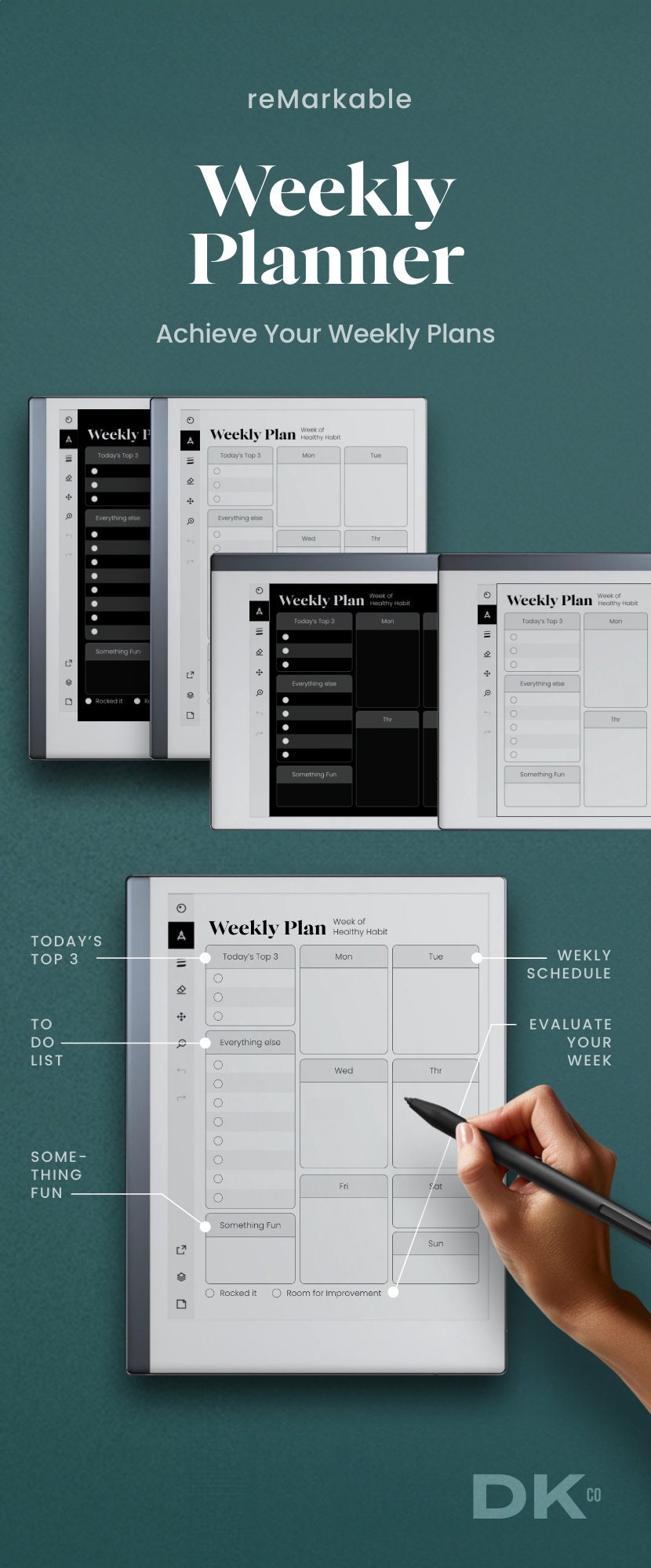 Remarkable Weekly Planner Digital Template Weekly Calendar to Do List ...