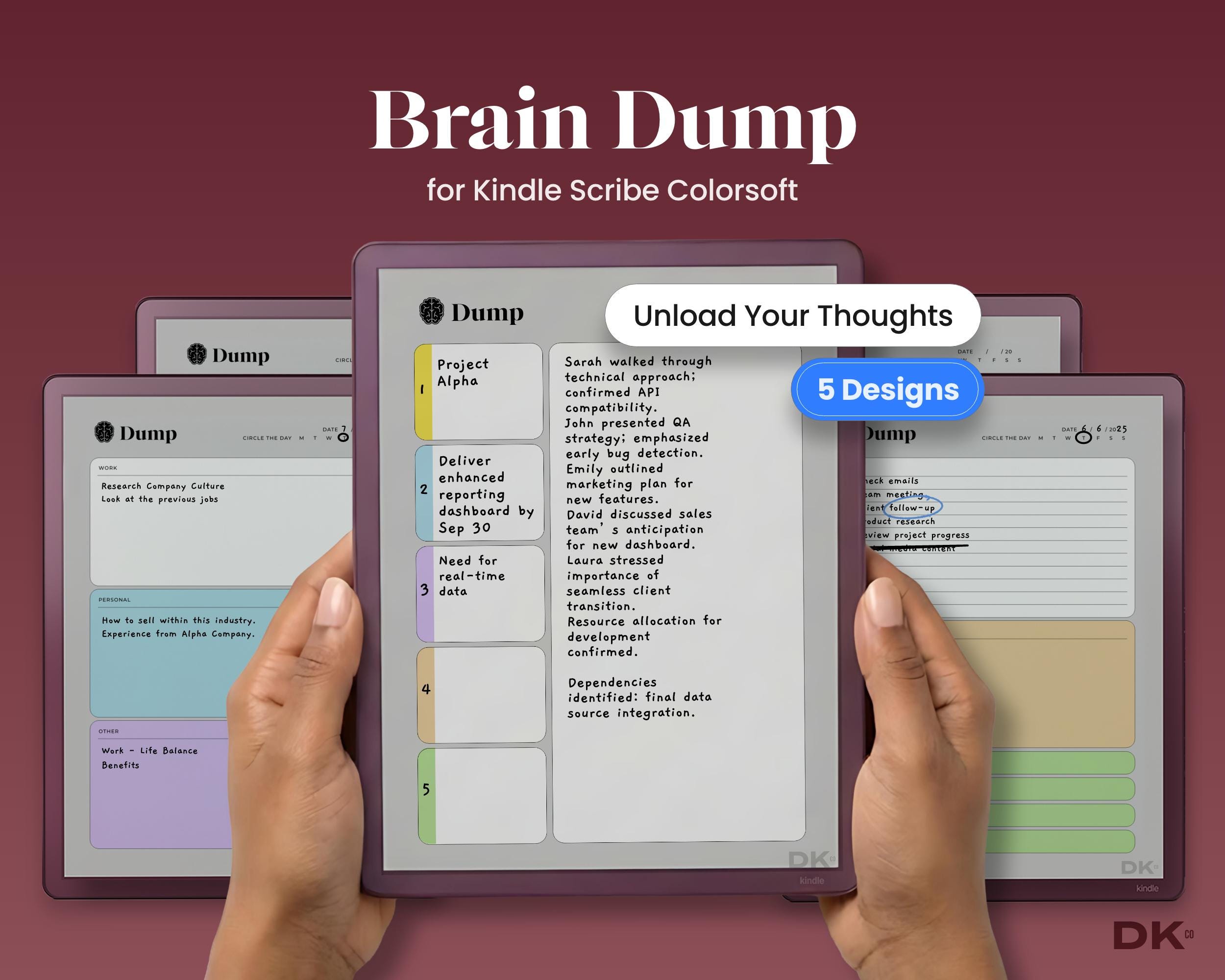 Brain Dump Template for Kindle Scribe Colorsoft Digital Planner ...