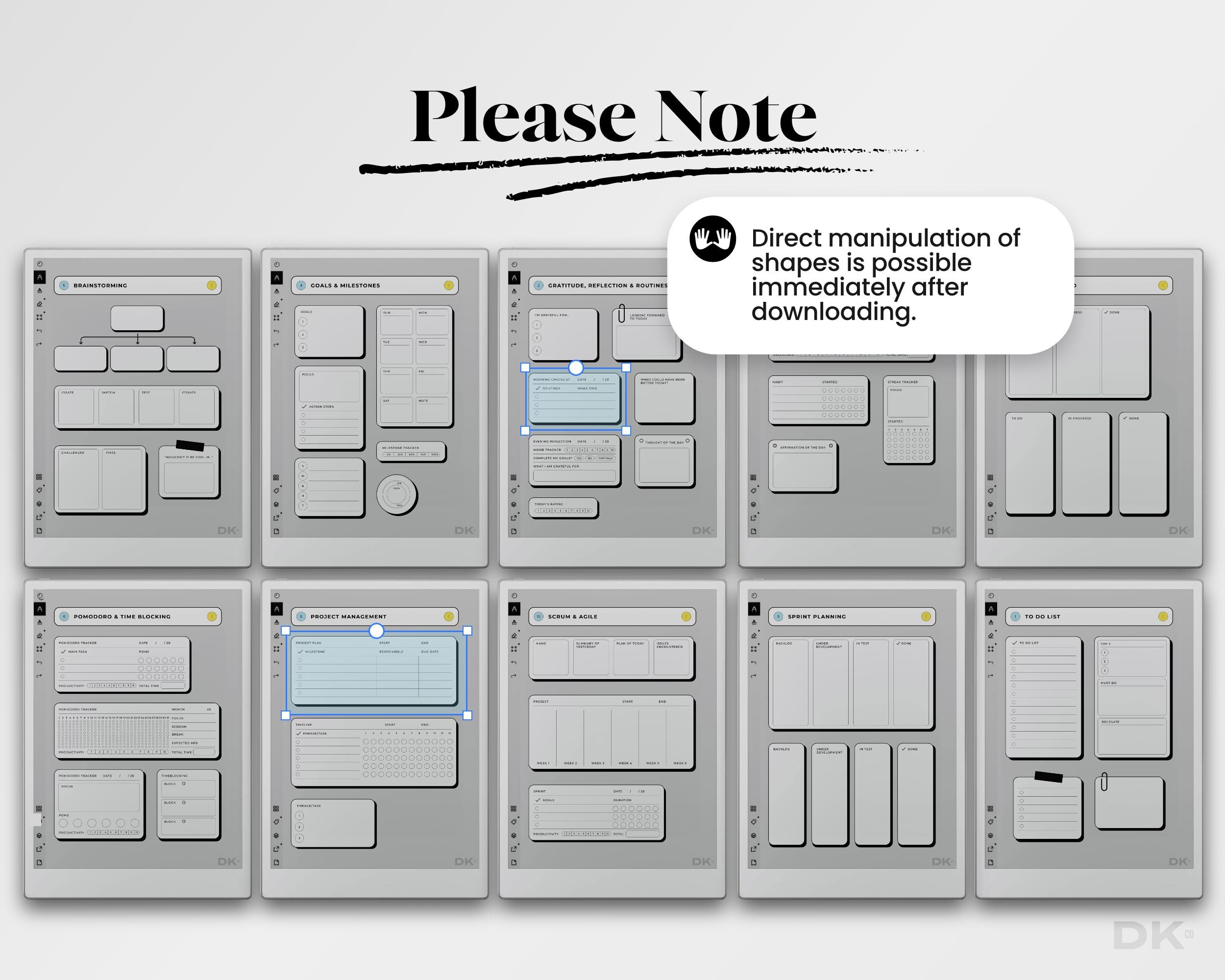 Productivity Widgets for Remarkable Paper Pro Template Stickers for ...
