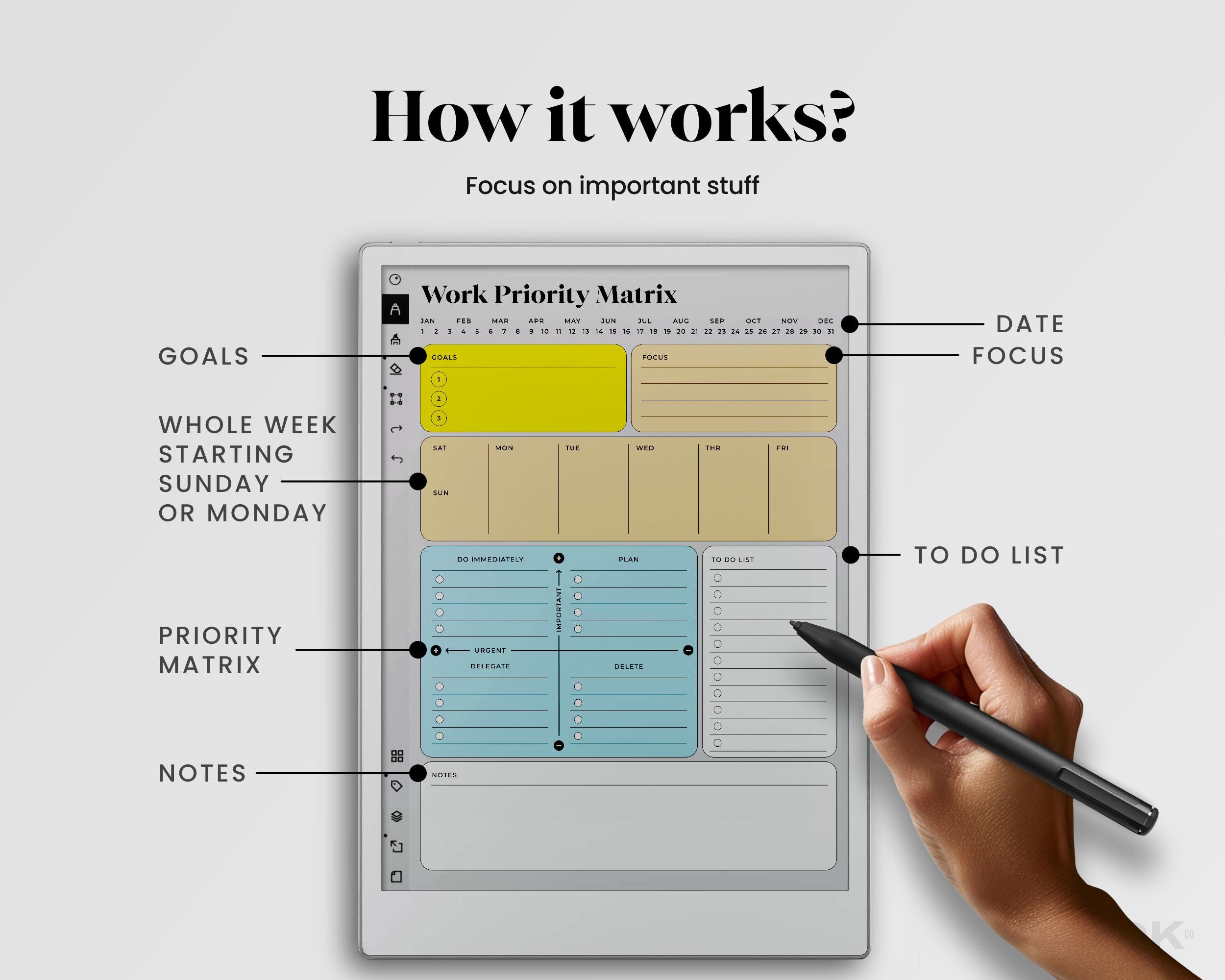 Work Day Planner for Remarkable Paper Pro Template Work Day Schedule ...