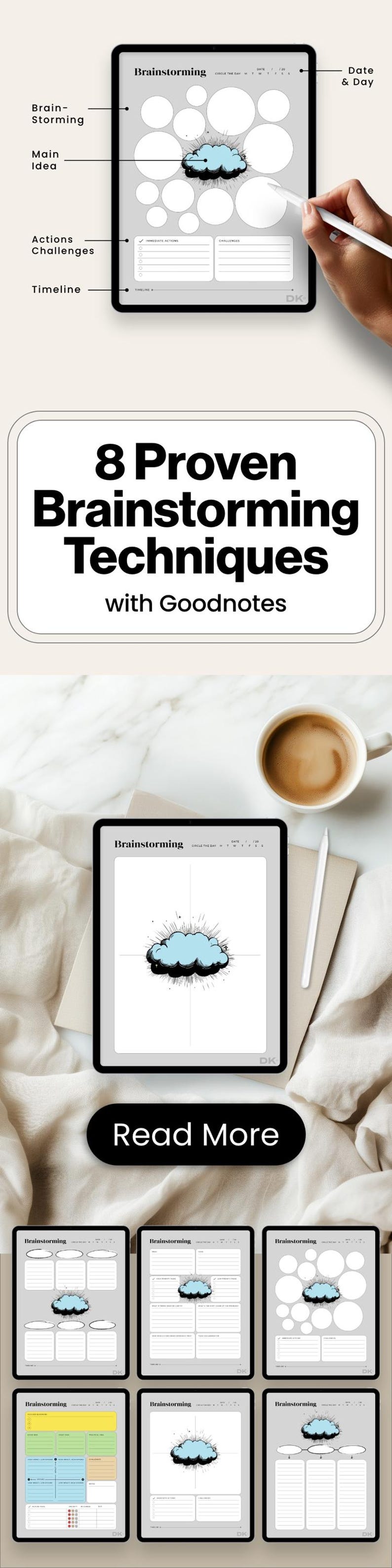 Brainstorming for Goodnotes Template Brainstorm Planner for Notability Workbook Digital Visual ...