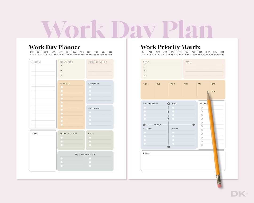 Editable Work Planner Printable Work Day Schedule Template Daily ...