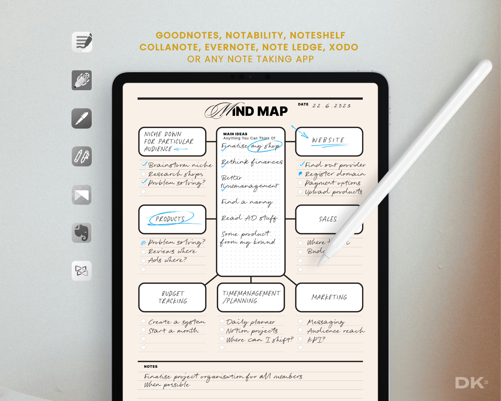 Mind Map Digital Layout Organizer Template Mind Mapping Journal ...