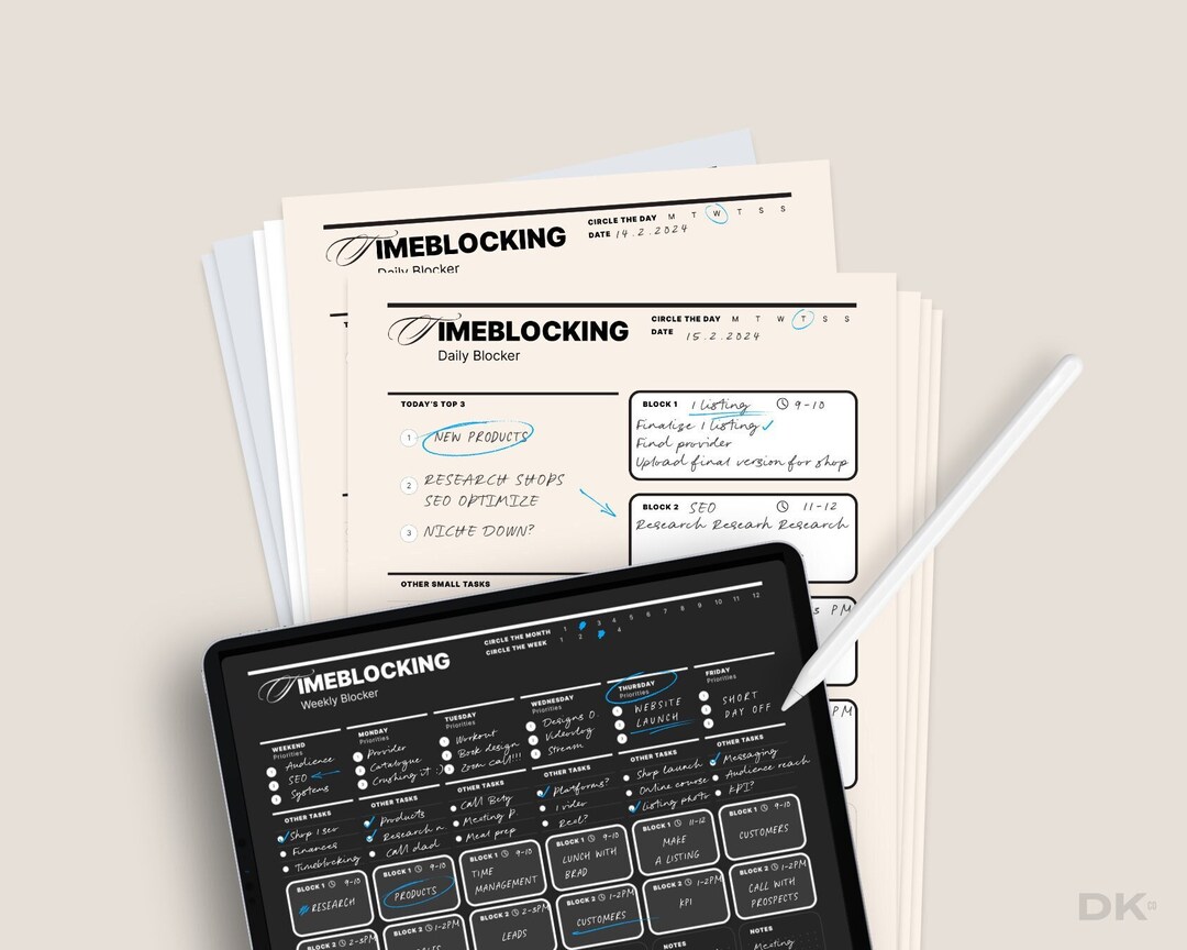 Weekly Time Blocking Template Time Management Planner Time Blocker ...