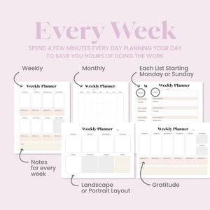 Horizontal Planner Printable 2024 Weekly Downloadable Planner Week on ...