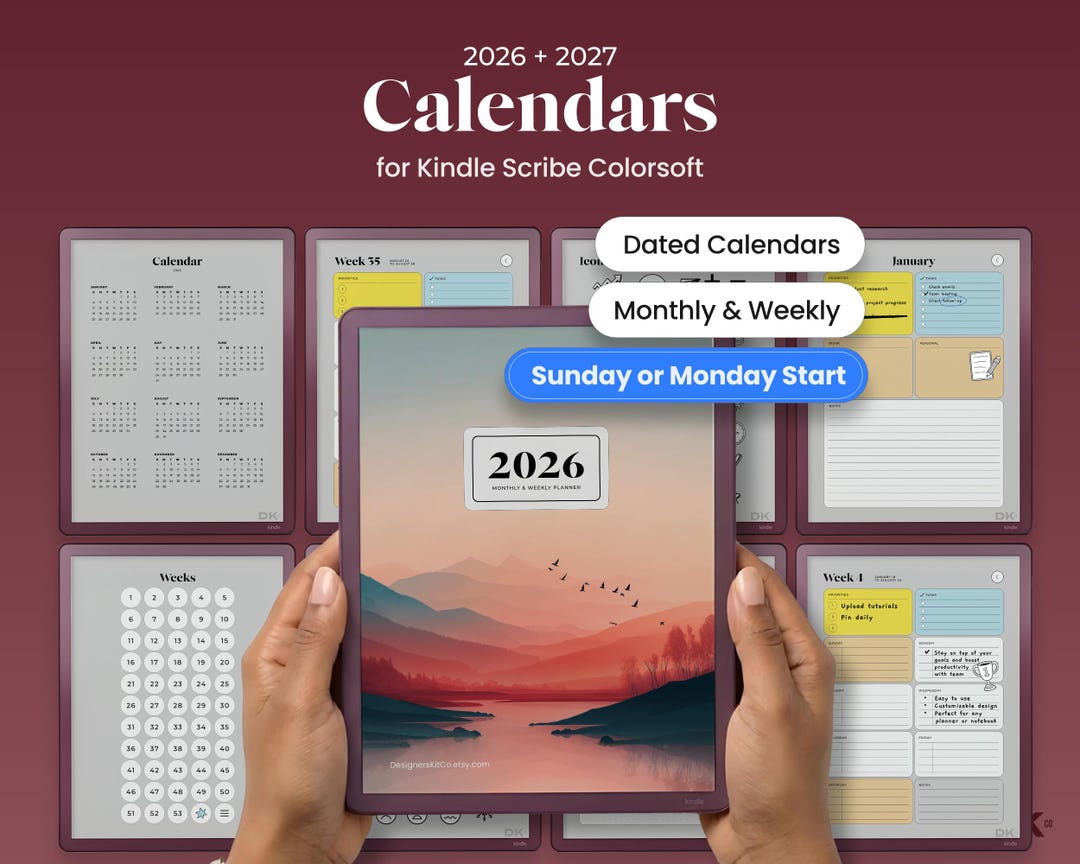 2026 Calendar Planner for Kindle Scribe Colorsoft Template Weekly ...