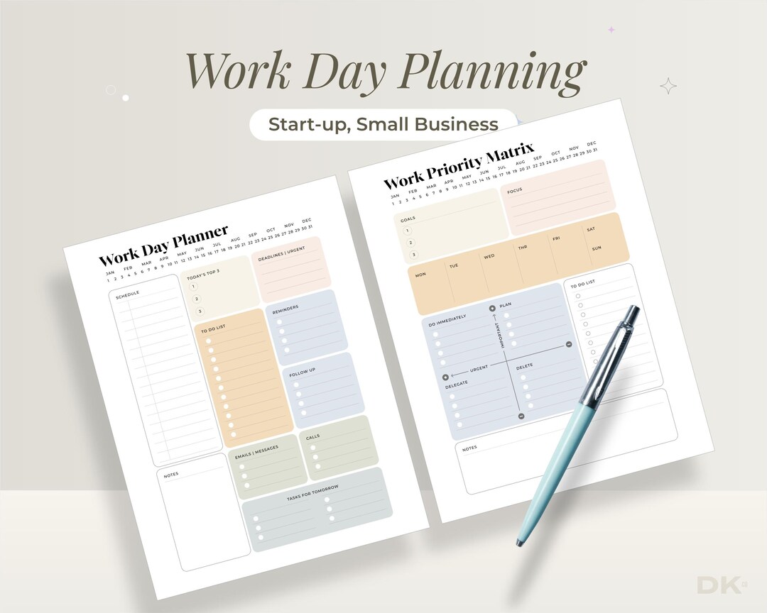 Printable Work Planner Editable Work Day Schedule Template Daily ...