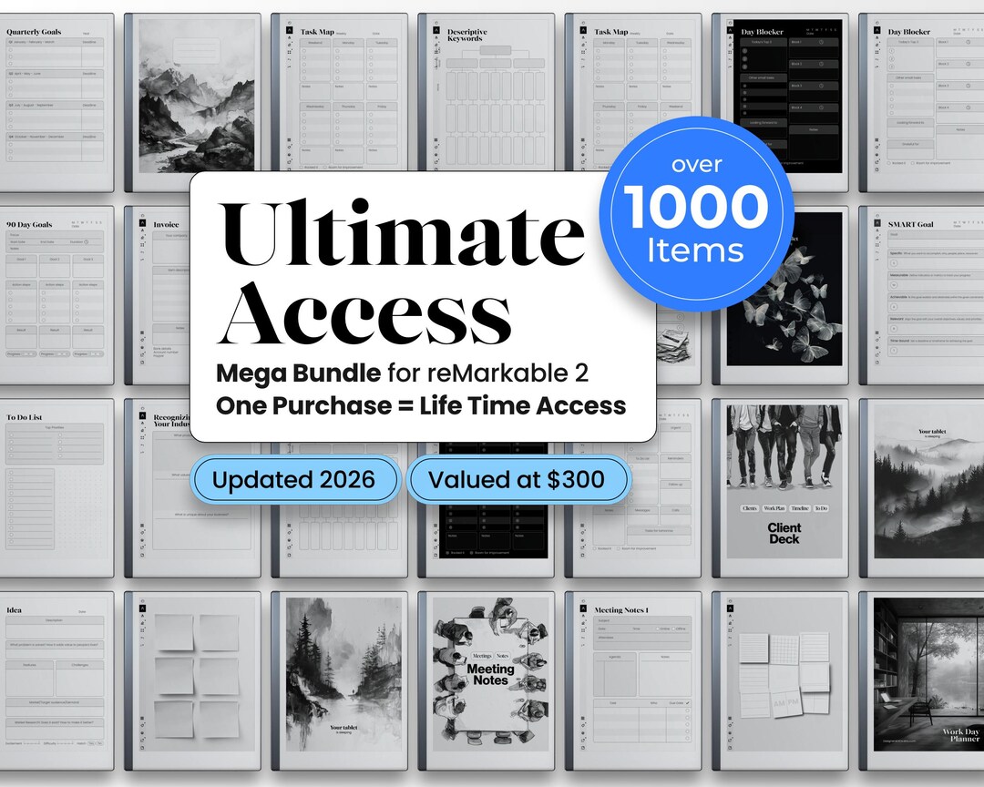 Template Bundle for reMarkable 2: 1000+ Digital Planners, Layouts ...