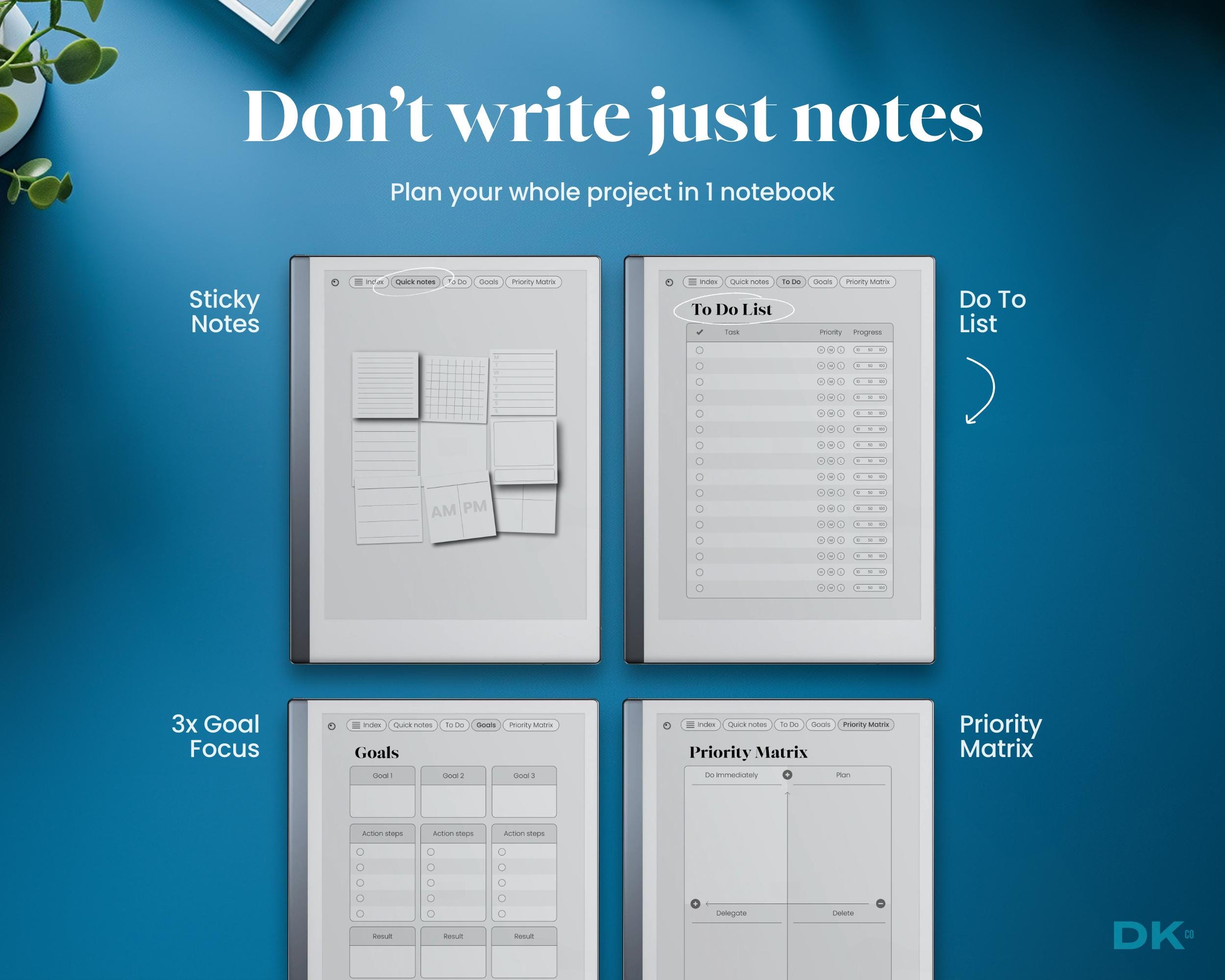 Notebook for Remarkable 2 Hyperlinked PDF Notebook Cover Eink for ...