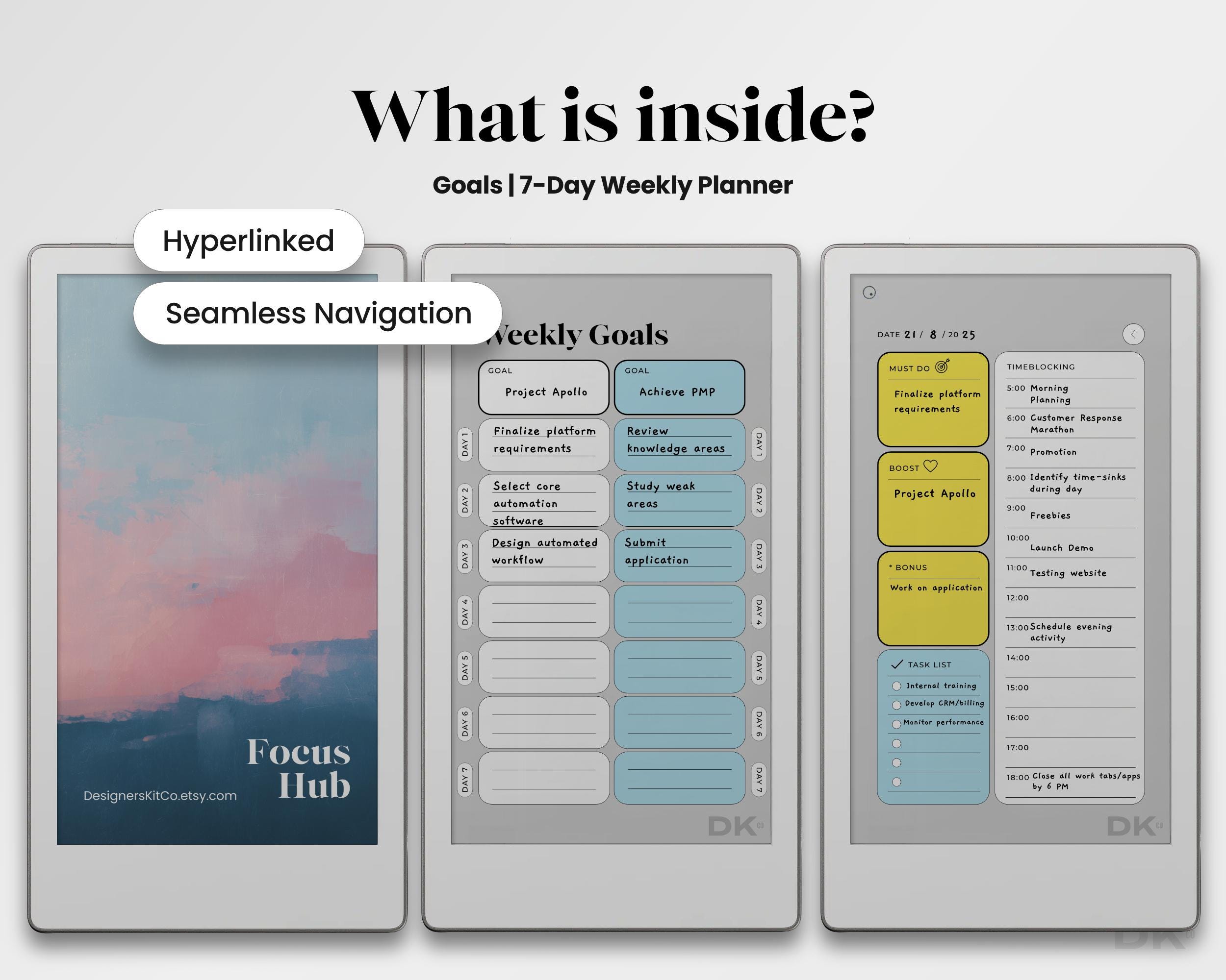 Focus Hub for Remarkable Move Template Goal Setting Planner Fits ...