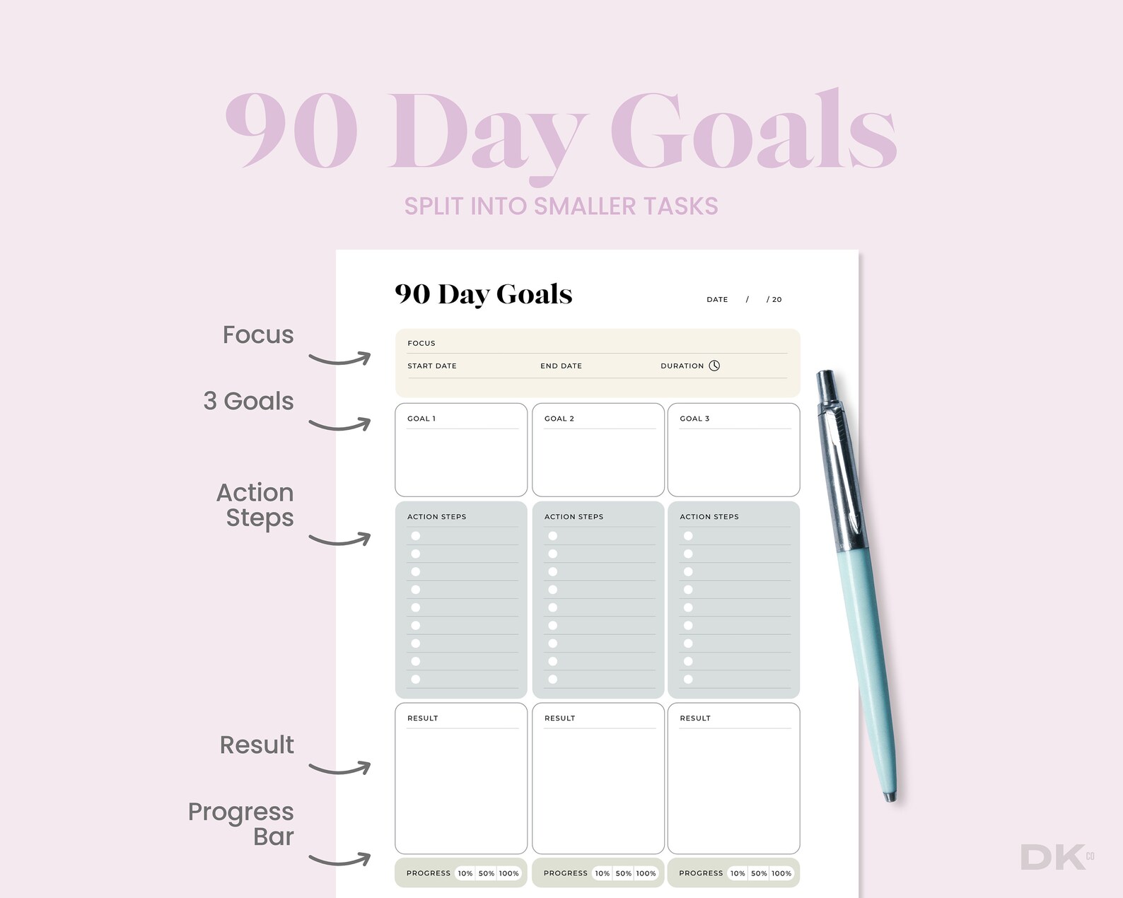 SMART Goal Planner Printable Smart Goal Tracker Productivity Monthly ...