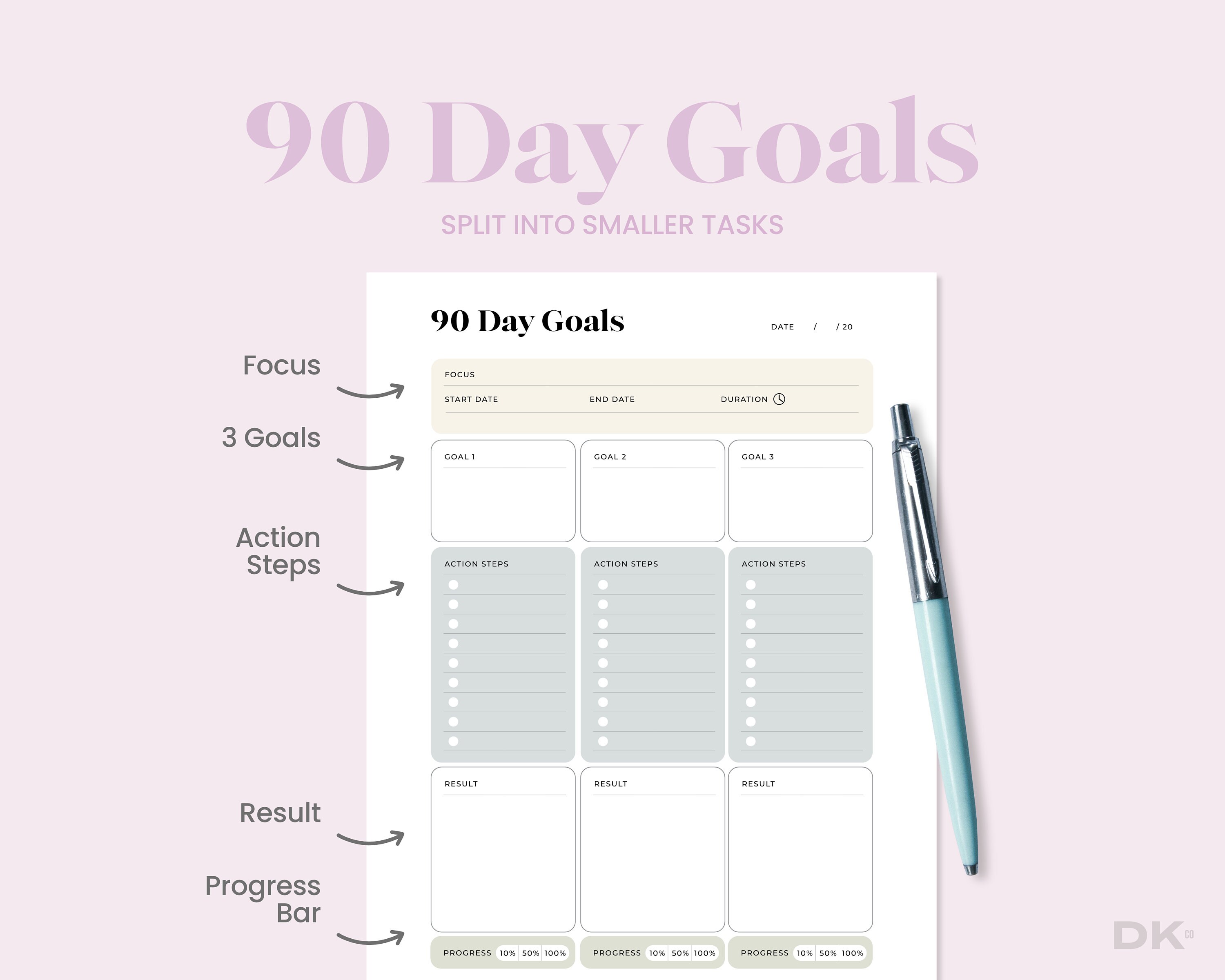 SMART Goal Planner Printable Smart Goal Tracker Productivity Monthly ...