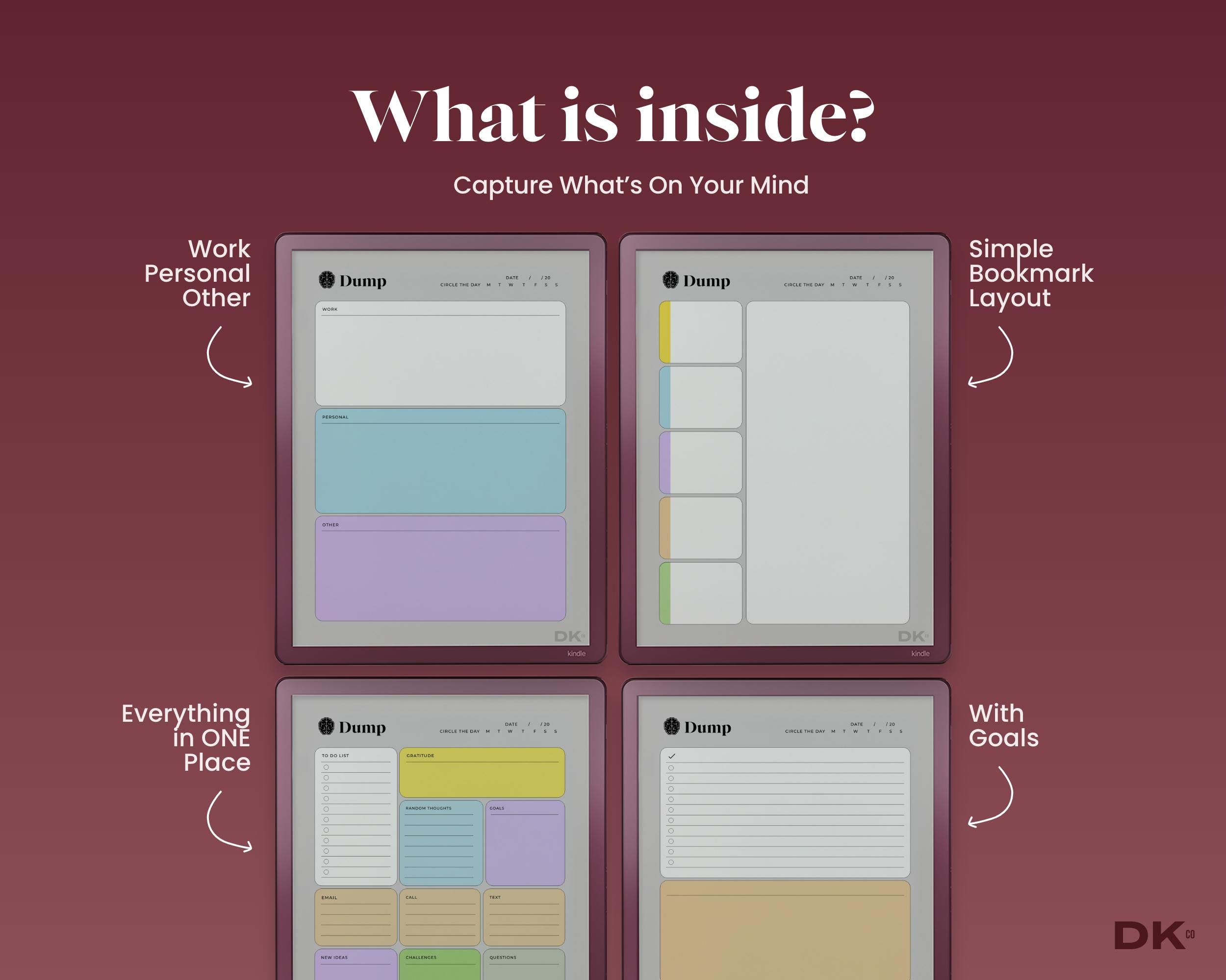 Brain Dump Template for Kindle Scribe Colorsoft Digital Planner ...