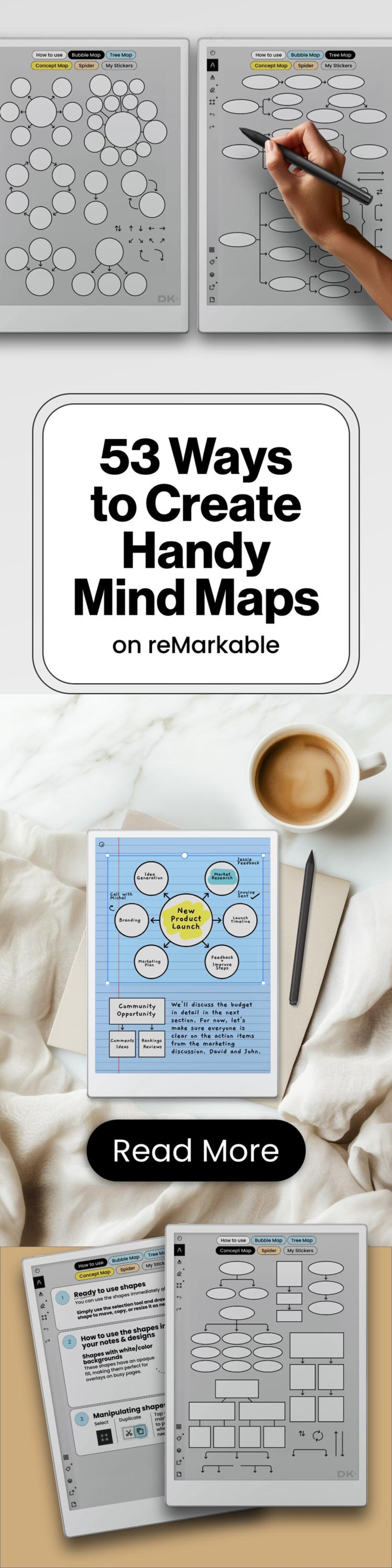 Mind Map for Remarkable Paper Pro Template Mind Maps Shapes for ...