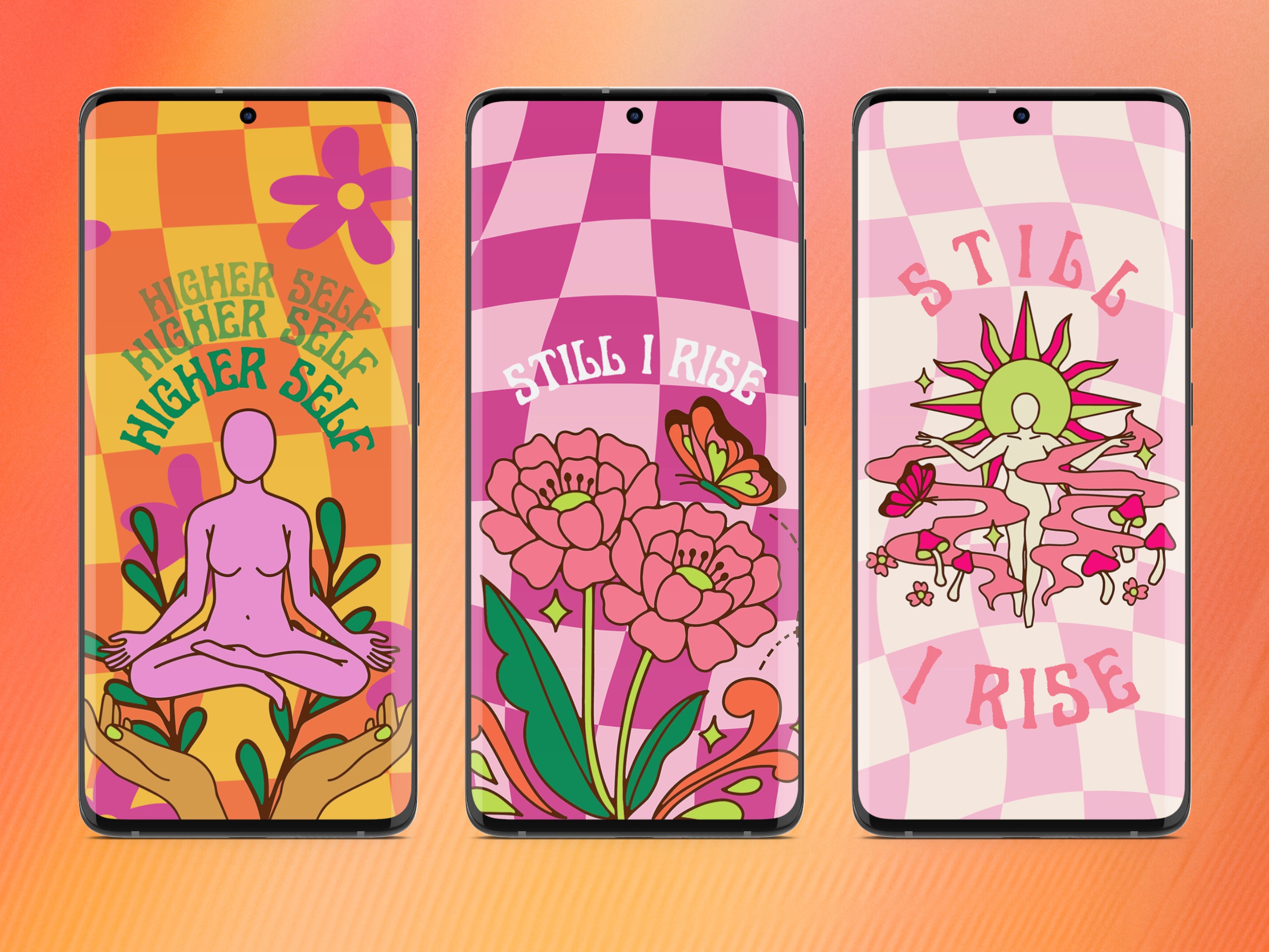 Retro Hippie Phone Wallpaper, Colourful Phone Background, Manifesting ...