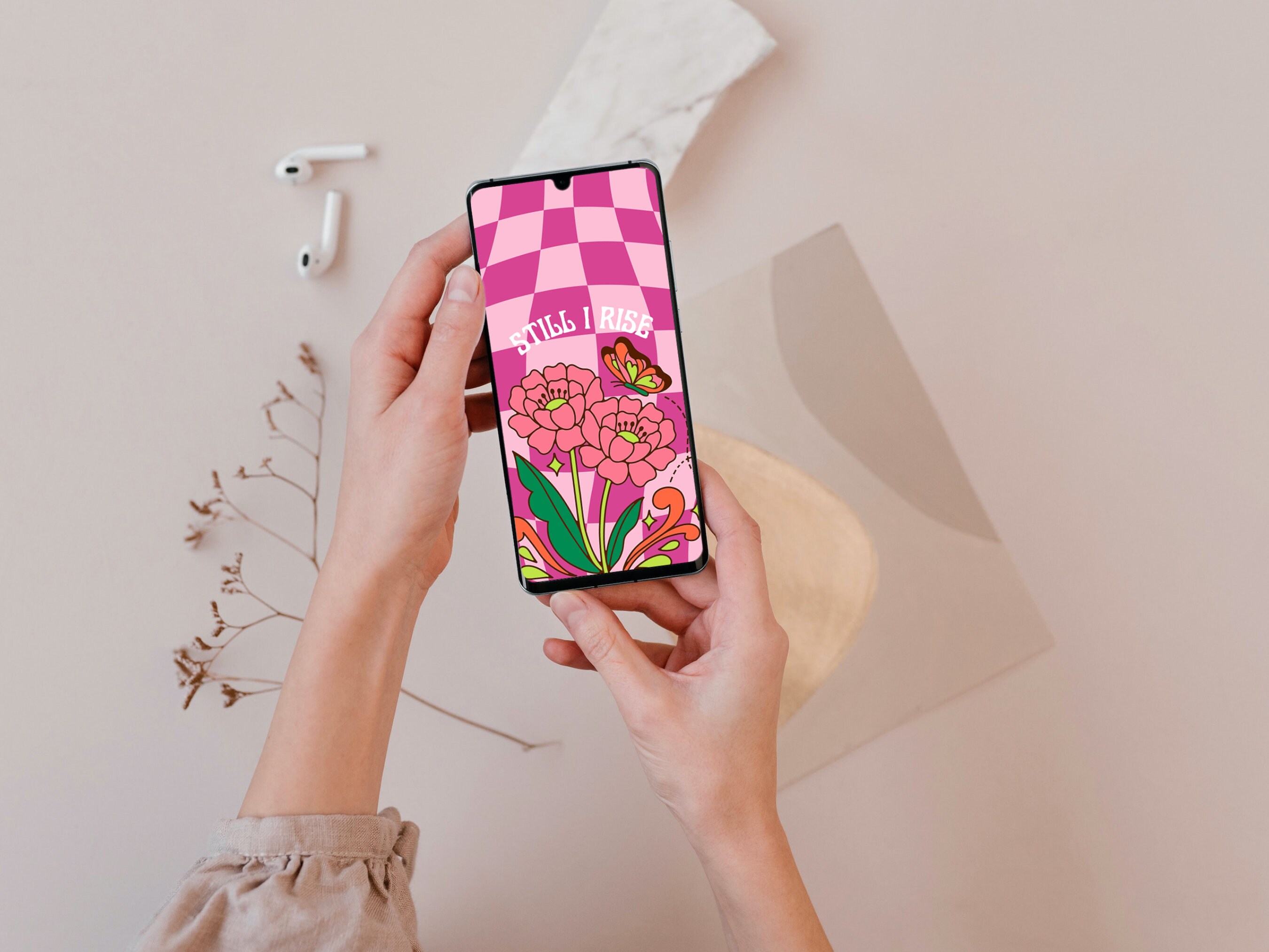 Retro Hippie Phone Wallpaper, Colourful Phone Background, Manifesting ...