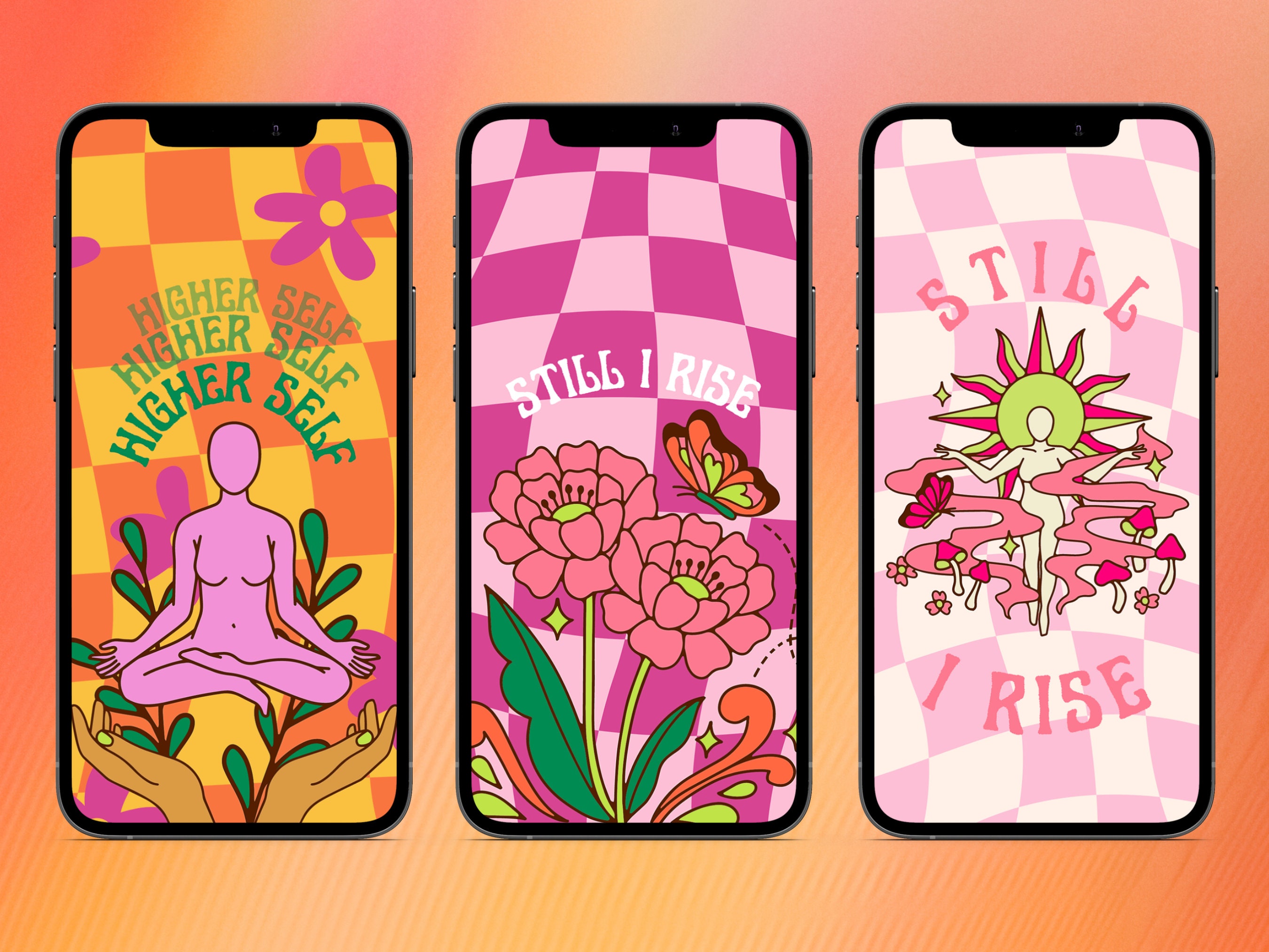 Retro Hippie Phone Wallpaper, Colourful Phone Background, Manifesting ...