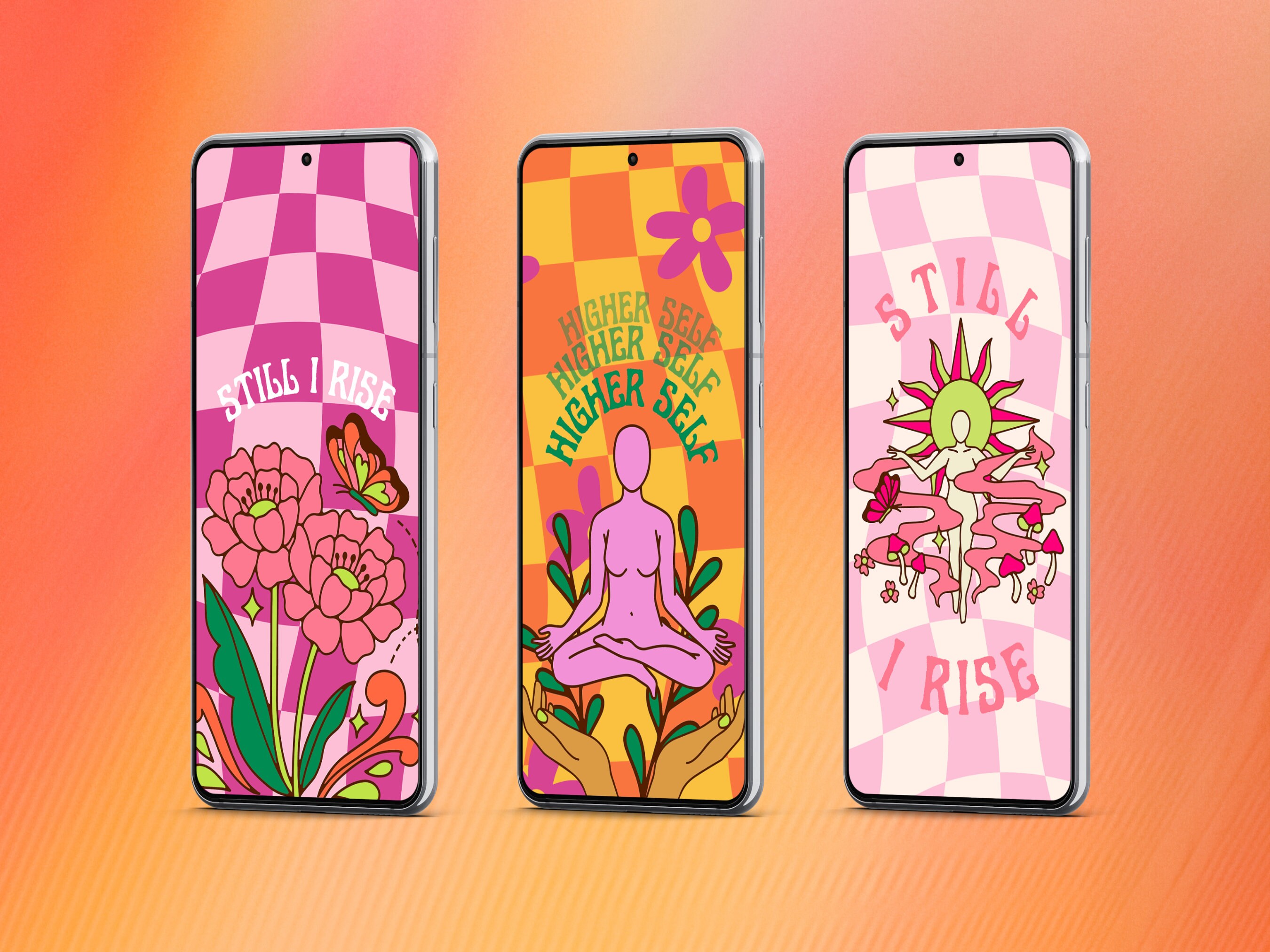 Retro Hippie Phone Wallpaper, Colourful Phone Background, Manifesting ...