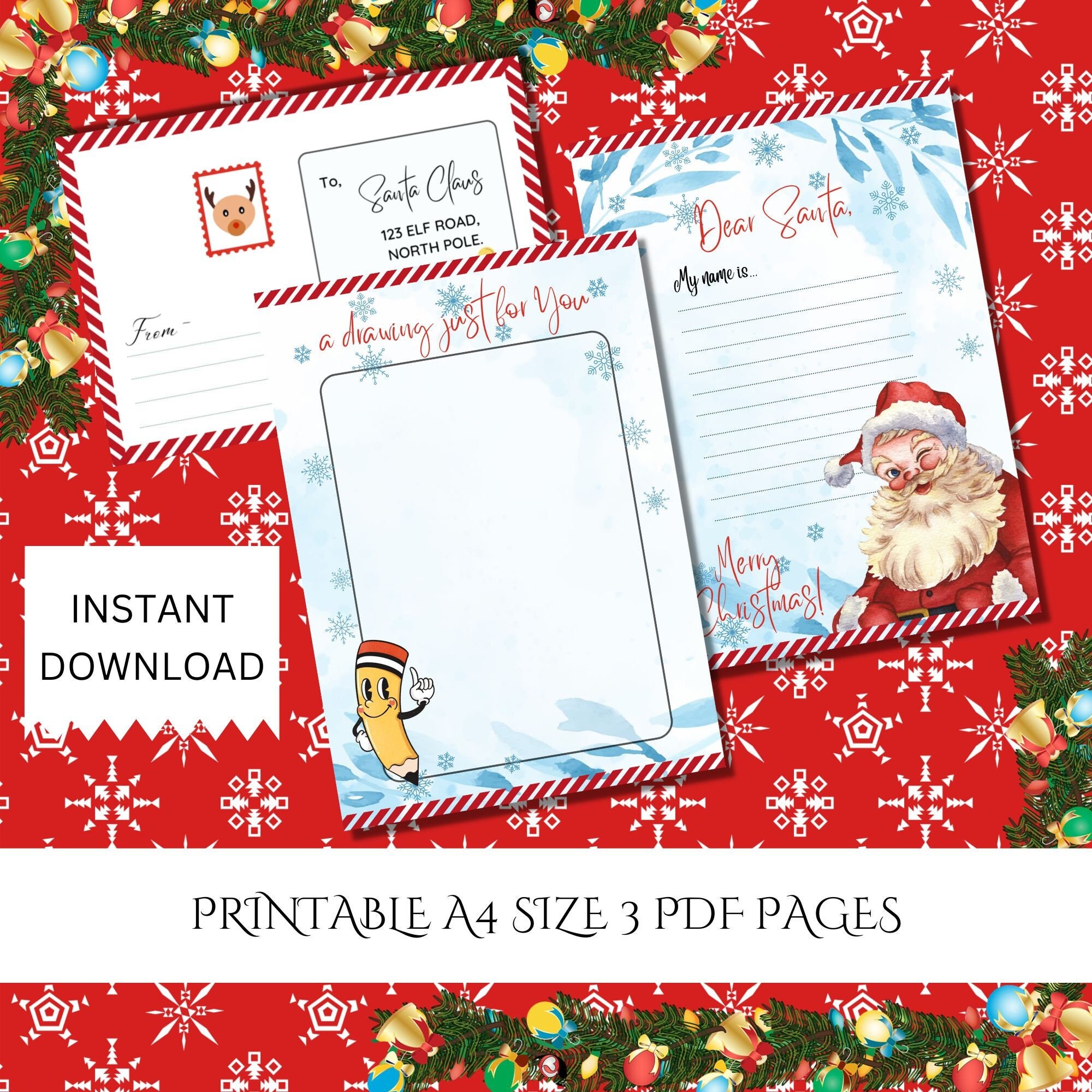 Letter to Santa PRINTABLE / Kids Letter to Santa / Santa Letter ...