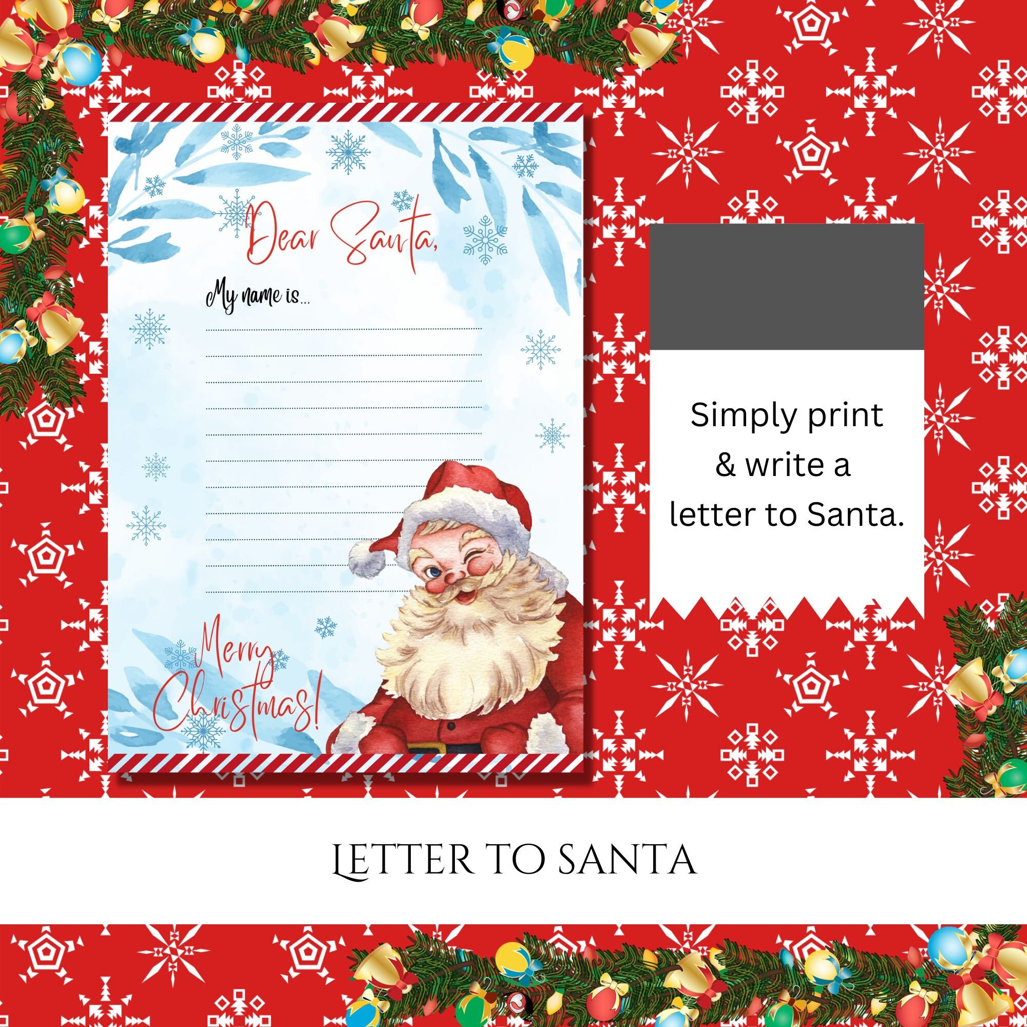 Letter to Santa PRINTABLE / Kids Letter to Santa / Santa Letter ...