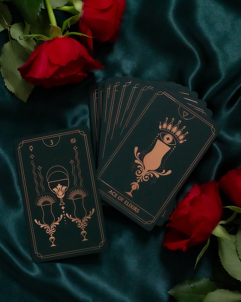 Fortuna Tarot Deck Emerald Anima | Minimalistic Cards Gold Foil 78 ...