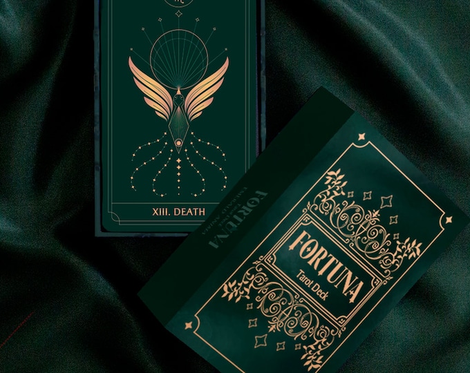 Fortuna Tarot Deck Emerald Anima | Minimalistic Cards Gold Foil 78 ...