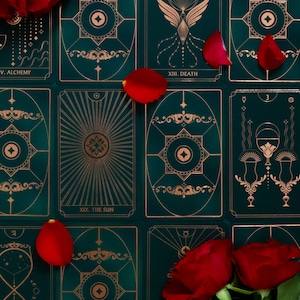 Fortuna Tarot Deck Emerald Anima | Minimalistic Cards Gold Foil 78 ...