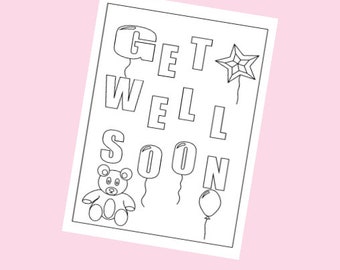 Printable Get Well Soon Coloring Card - Etsy