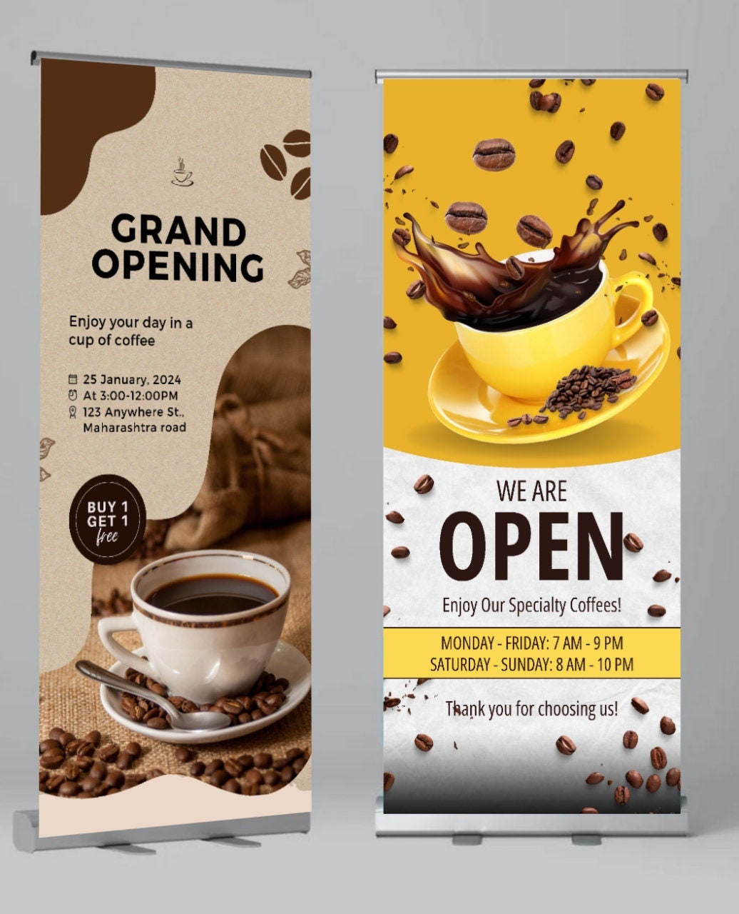 Retractable Banner Template, Coffee Roll up Banner, Retractable Banner ...