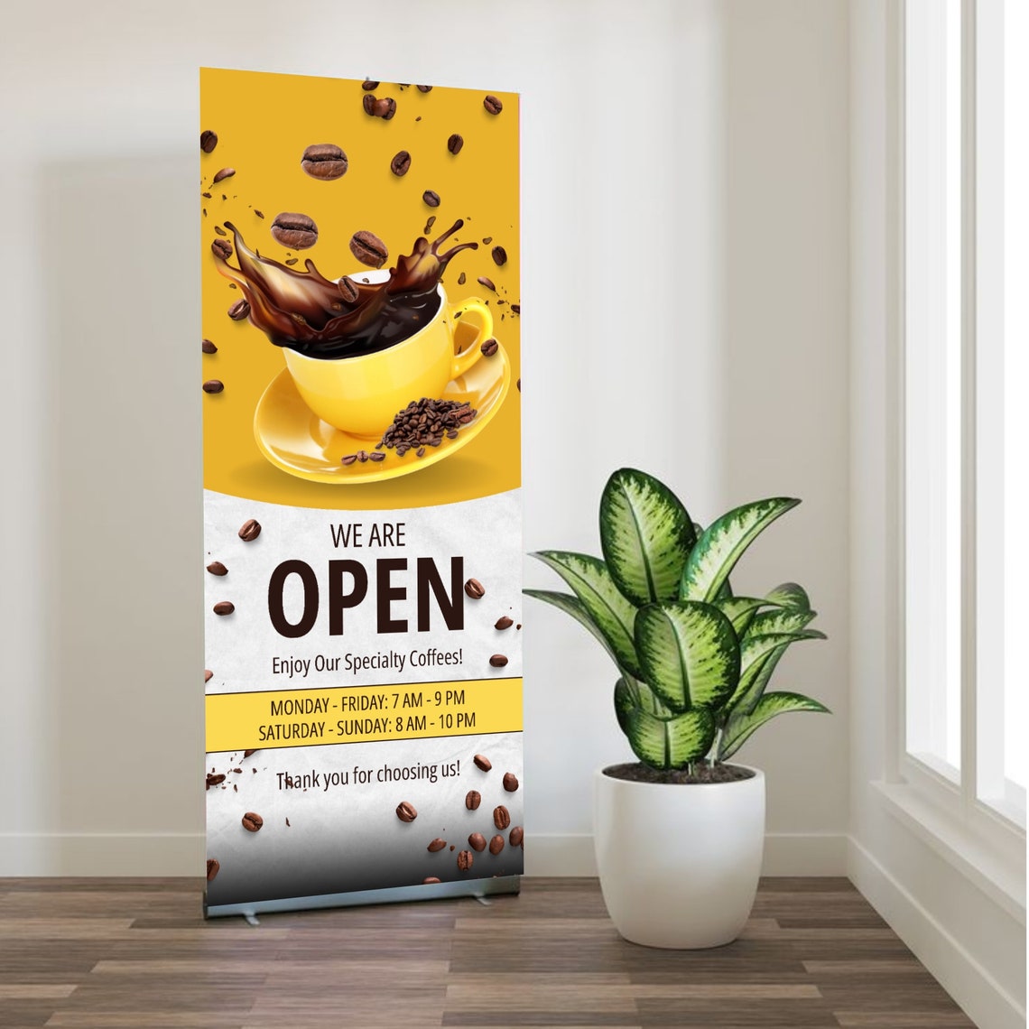 Retractable Banner Template, Coffee Roll up Banner, Retractable Banner ...