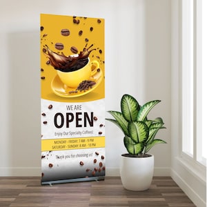 Retractable Banner Template, Coffee Roll up Banner, Retractable Banner ...